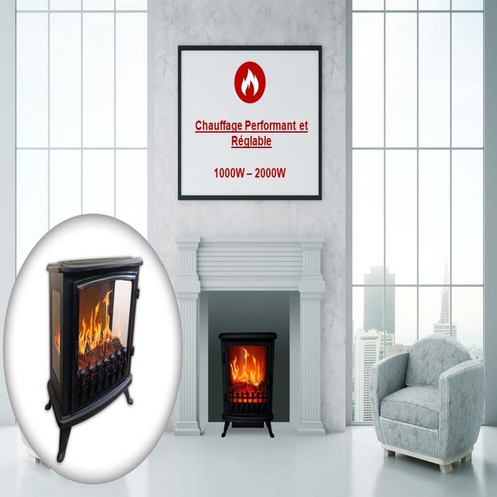 Cheminée électrique "Fire Glass" - noire | Leroy Merlin