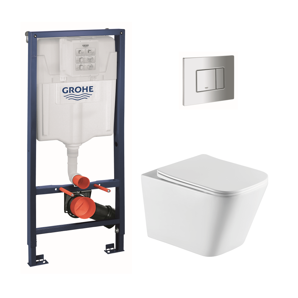 Pack WC suspendido Sensea NEO / GROHE con cisterna y pulsador cromo ...