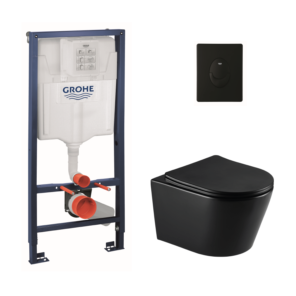 Pack WC suspendu mural et plaque GROHE Solido for SENSEA, cuvette ...