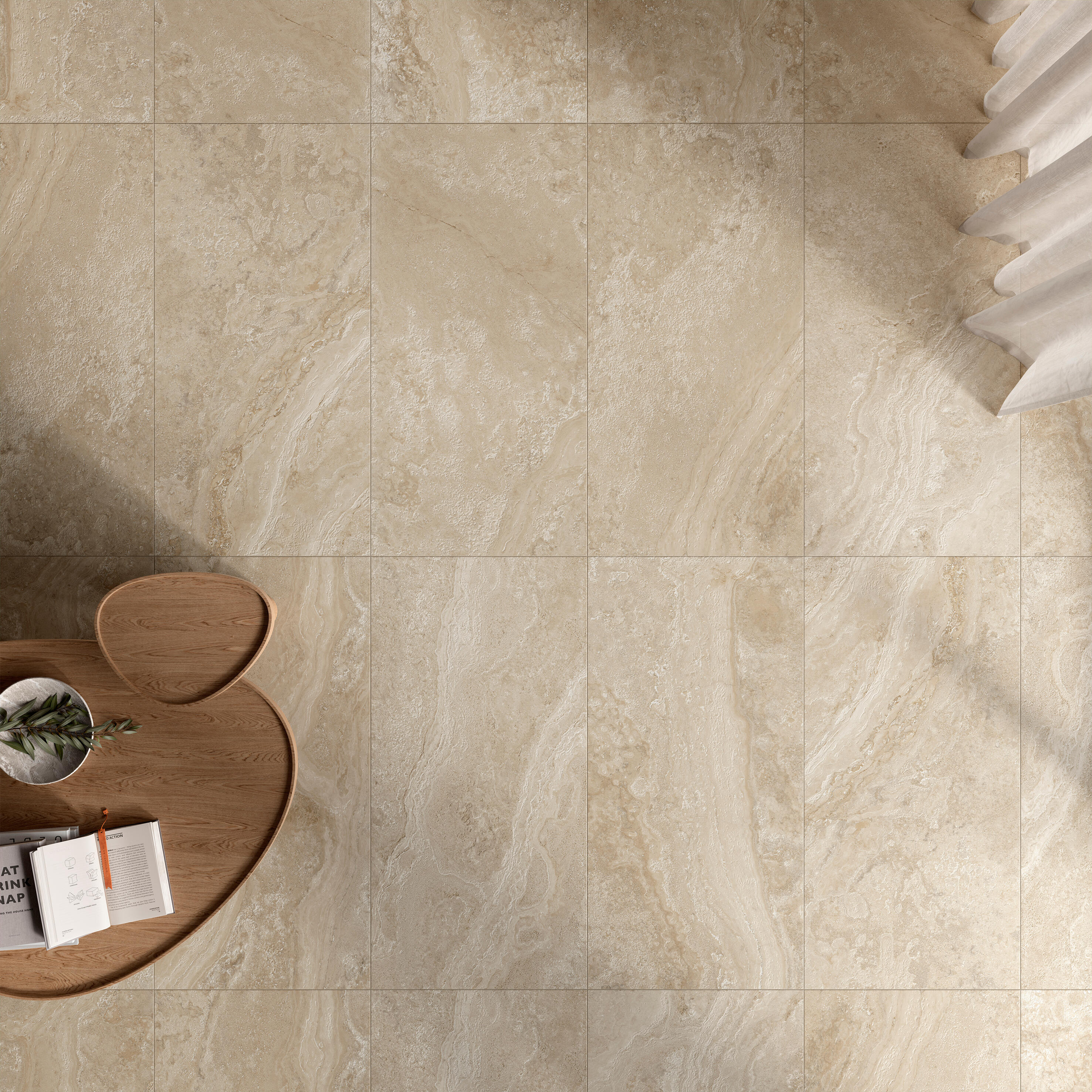 Carrelage sol intérieur effet marbre beige Travertin l.60 x L.120 cm ...