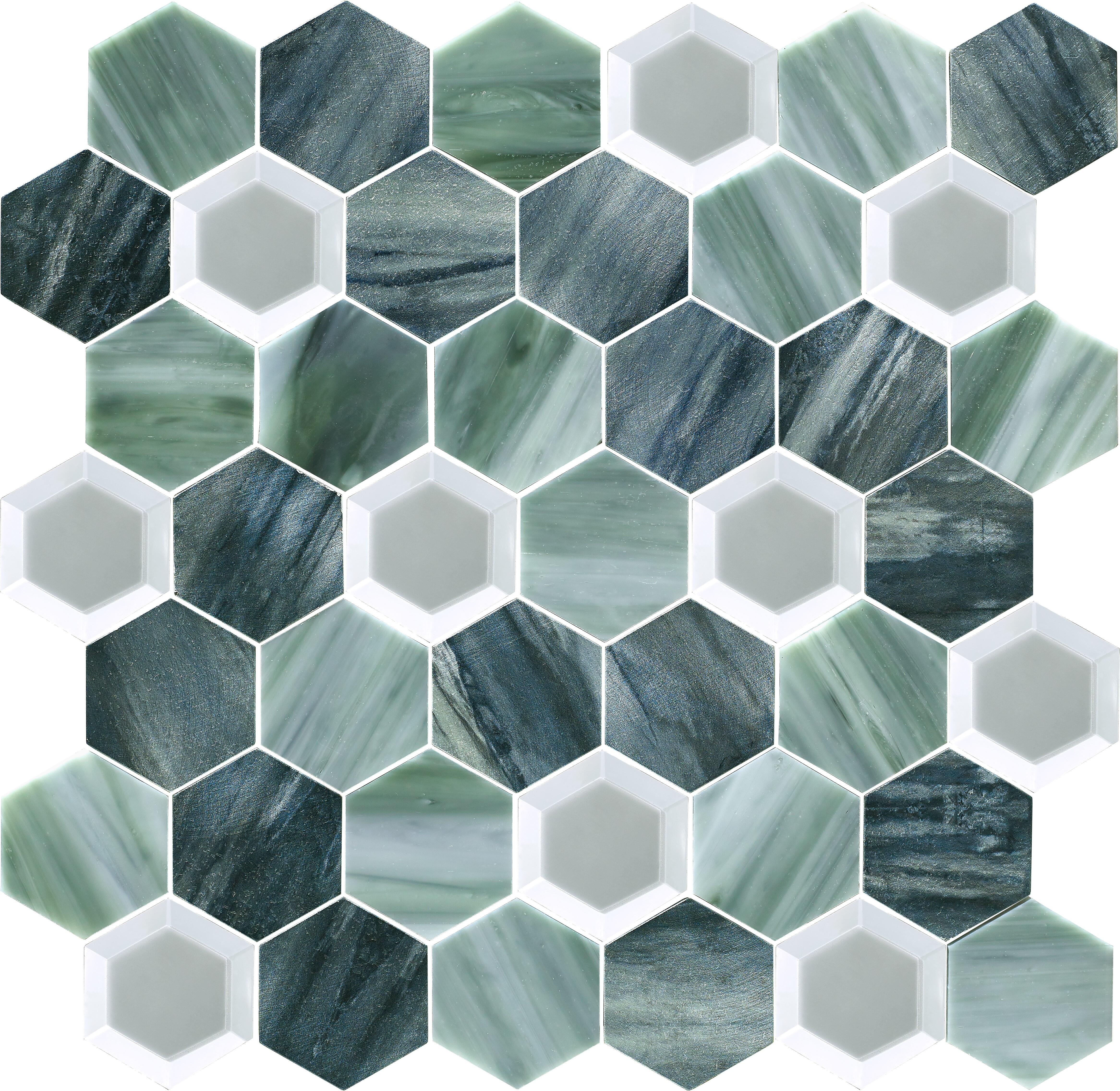 Azulejo mosaico aluminio Surfaces efecto vidrio verde 29.7x29.4 cm ...