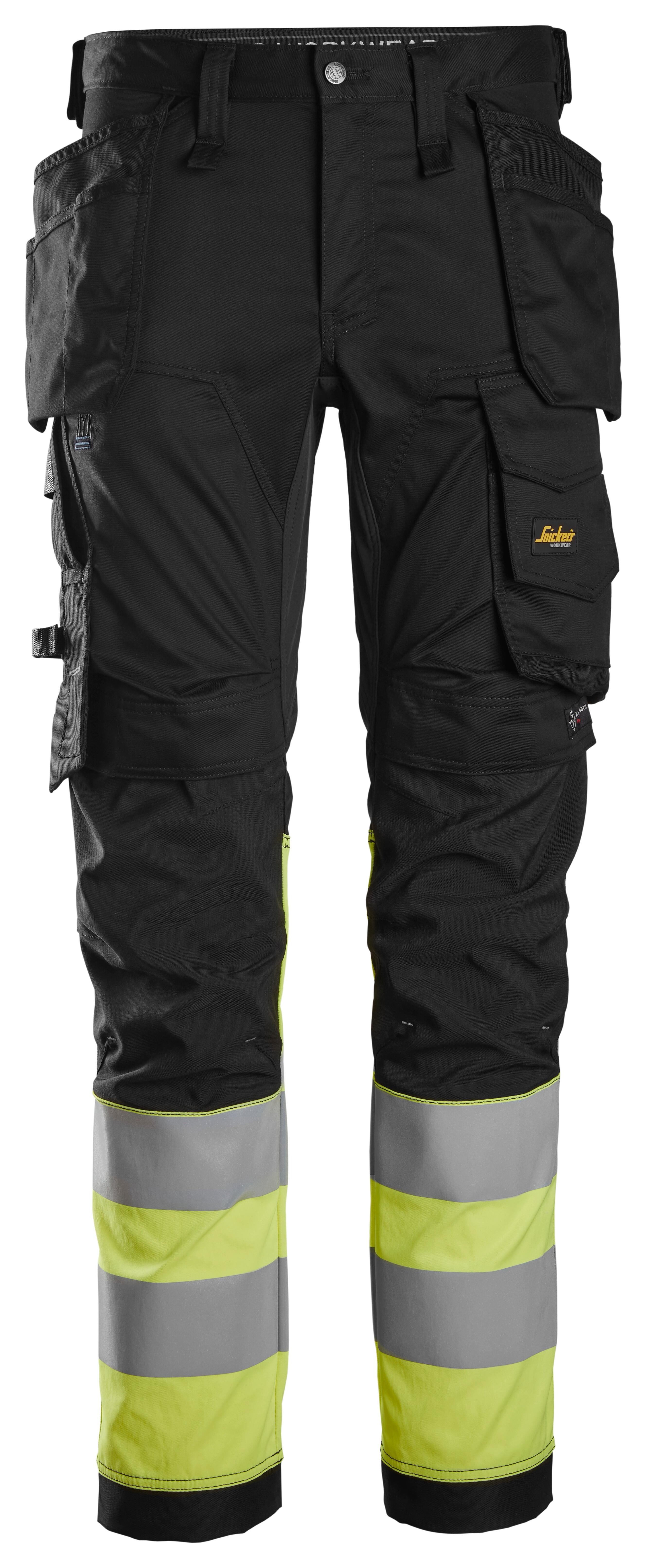 Pantalón Trabajo Unisex SNICKERS HighVis - Negro/Amarillo - Talla 48 ...