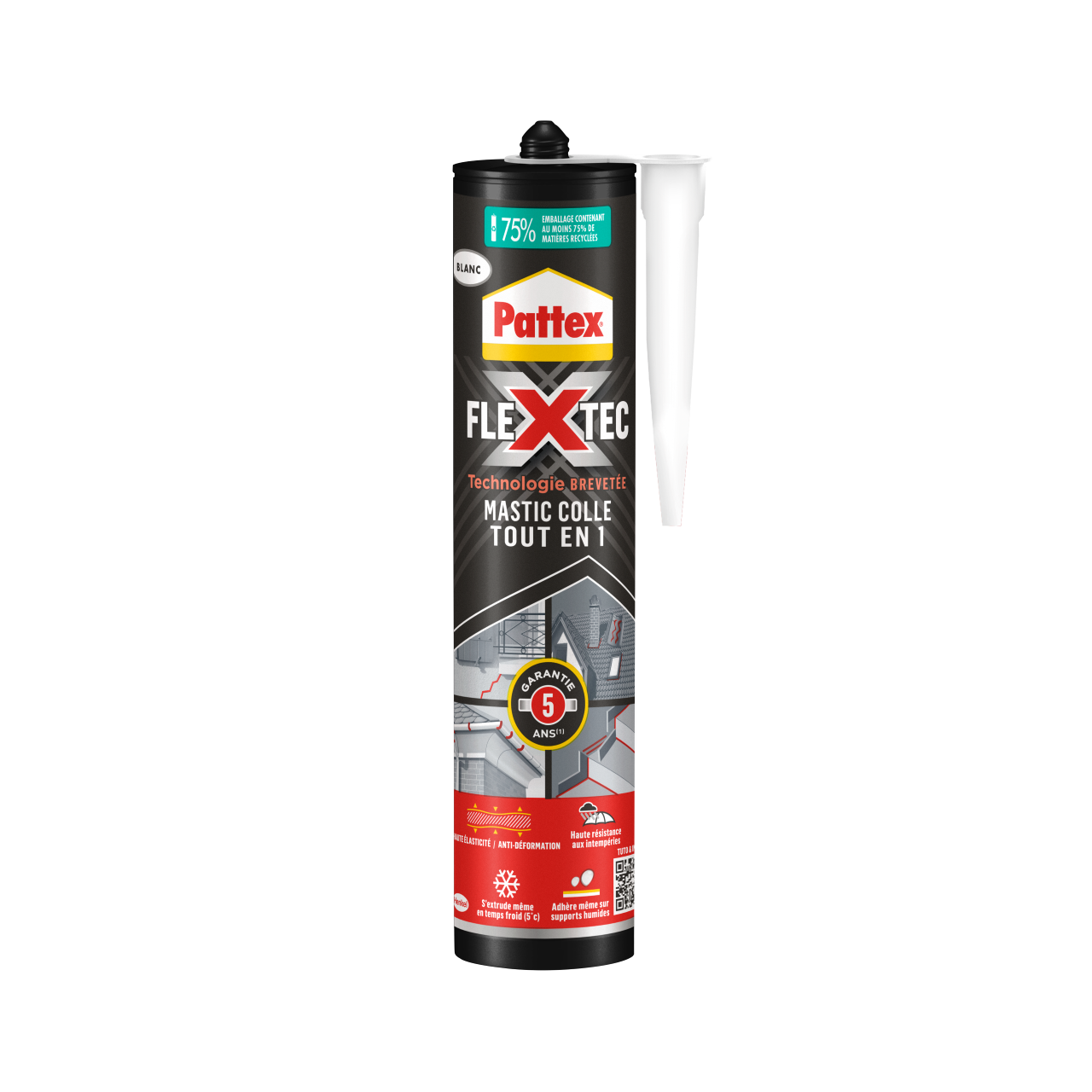 Colle de fixation pâte MS polymère Colle & jointe flextec PATTEX, 389 g blanc | Leroy Merlin