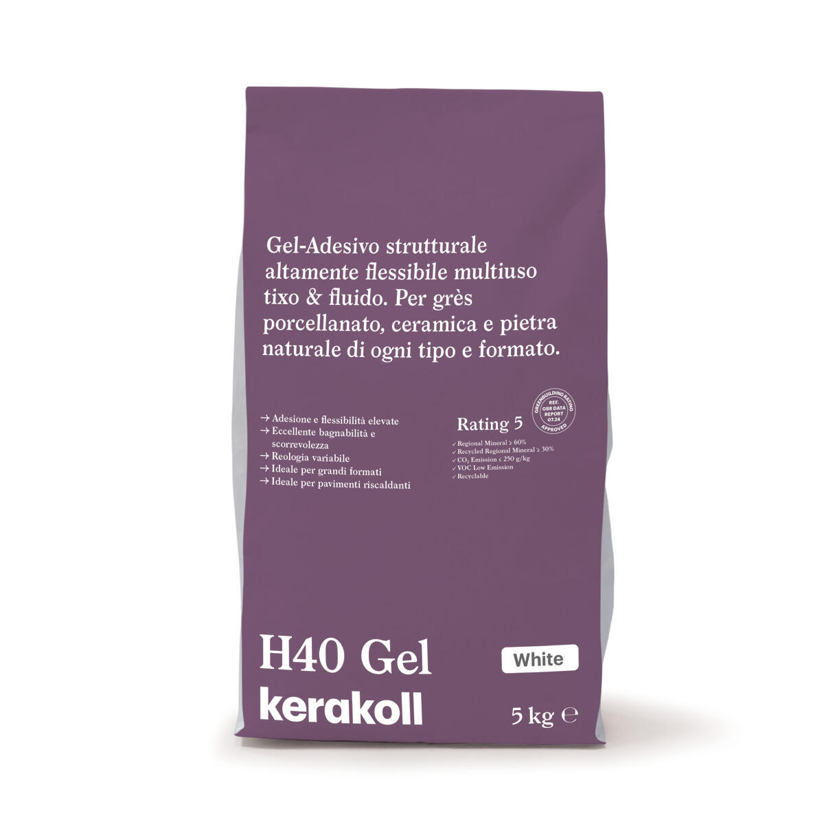 Colla in polvere H40 GEL KERAKOLL 5 kg bianco C2TES1 | Leroy Merlin