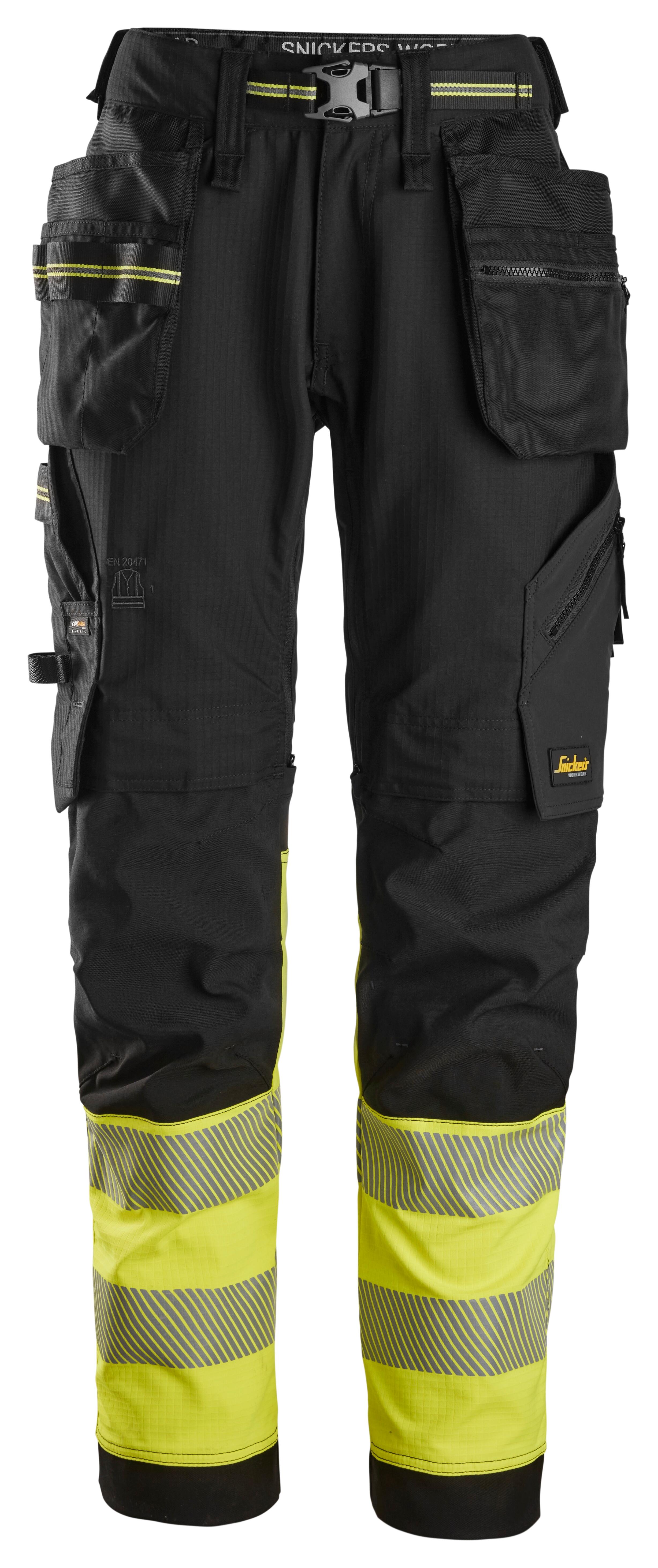Pantalón Trabajo Unisex SNICKERS FlexiWork HighVis - Negro/Amarillo ...
