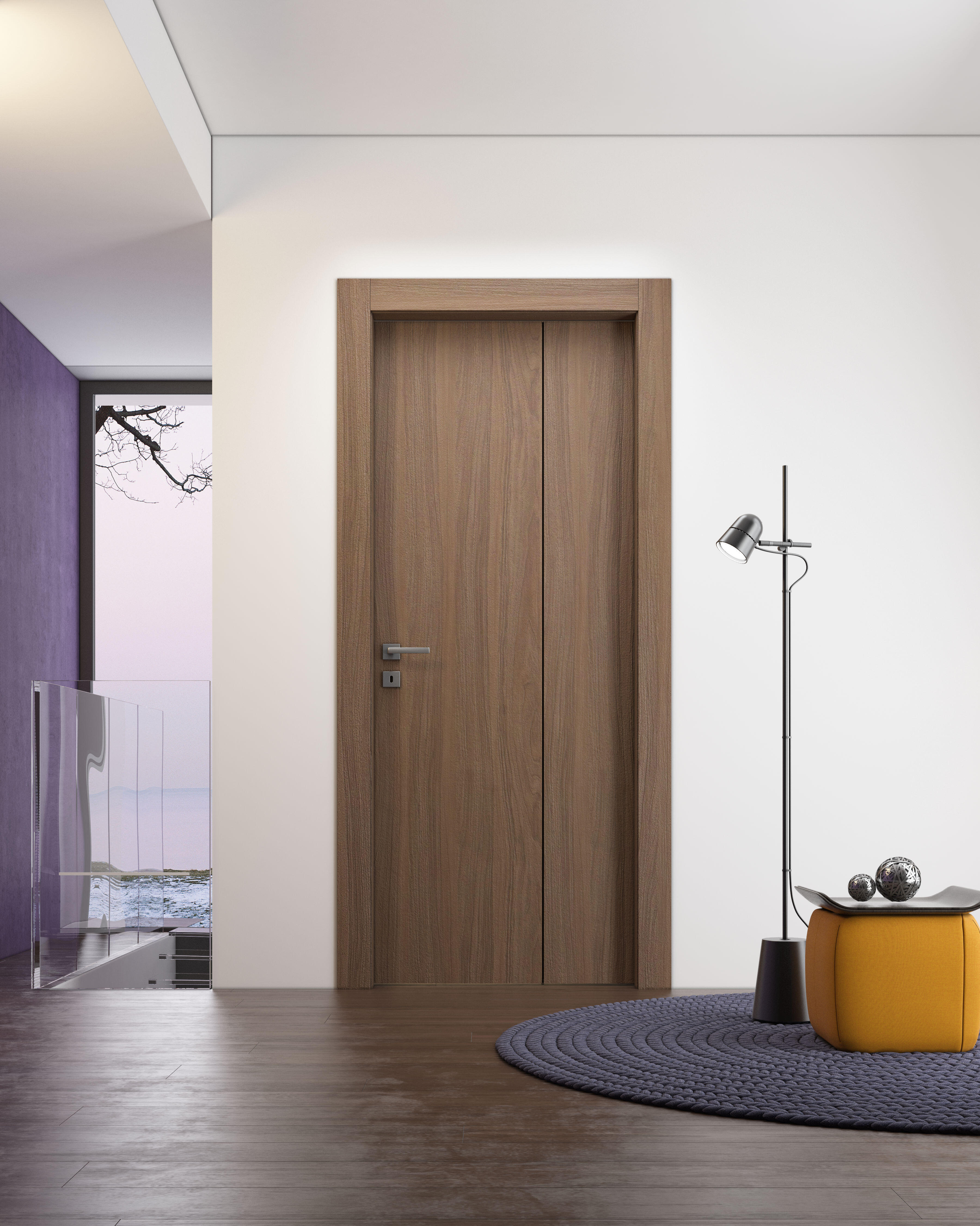 Porta pieghevole a libro asimmetrica Bilbao noce biondo L 60 x H 210 cm ...