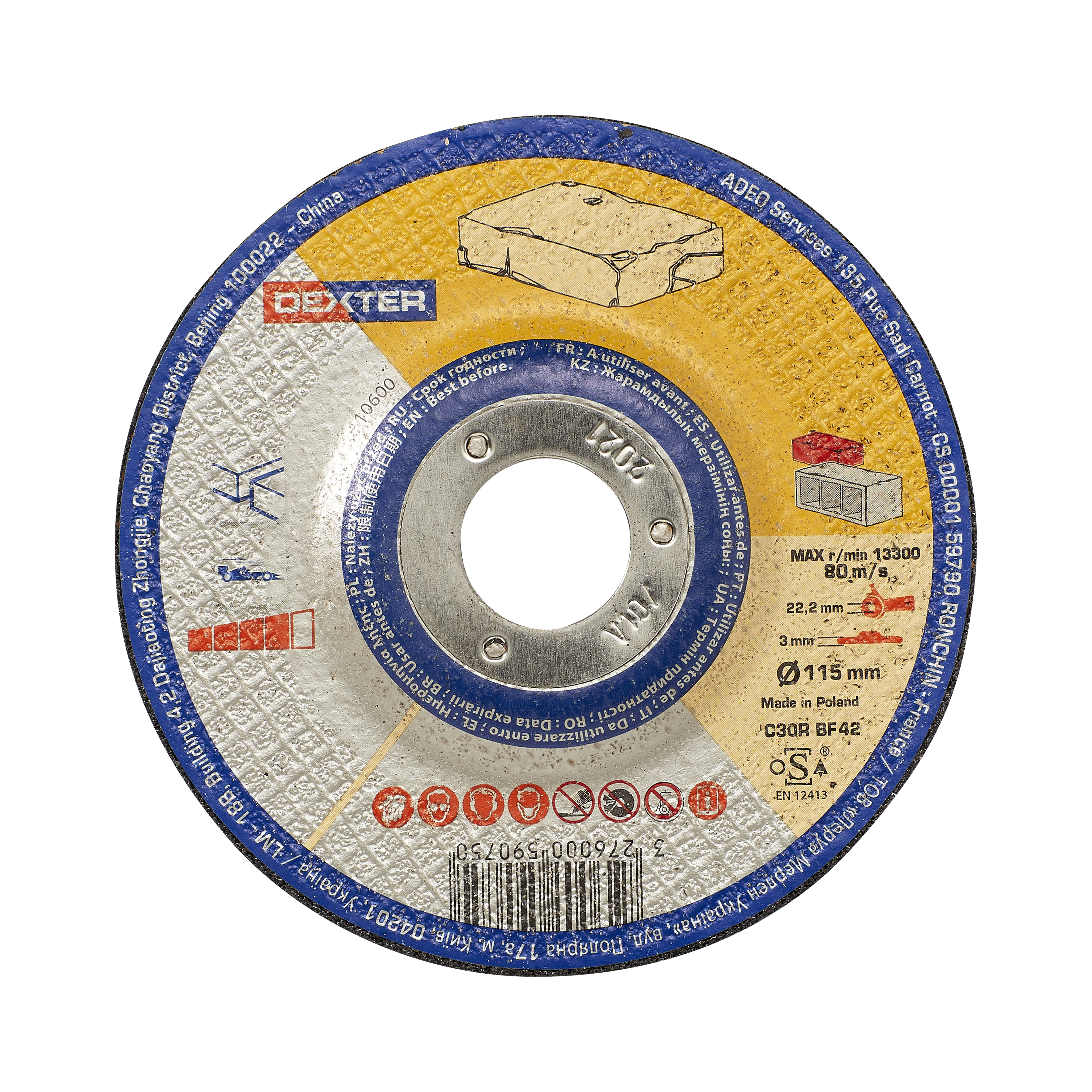 Disque de meulage T42 pour brique et parpaing DEXTER, Ø115.0 mm | Leroy ...