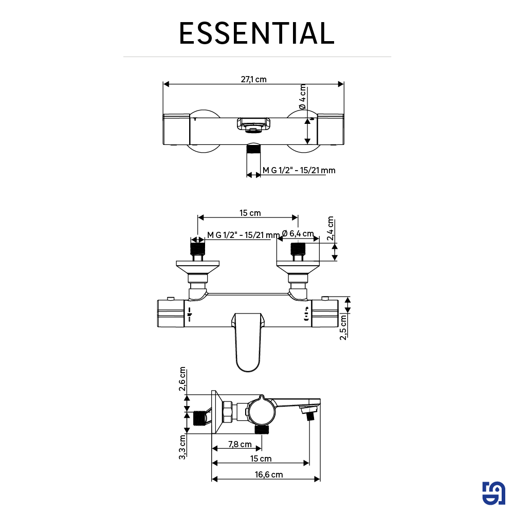 Grifo bañera termostático SENSEA Essential cromado | Leroy Merlin
