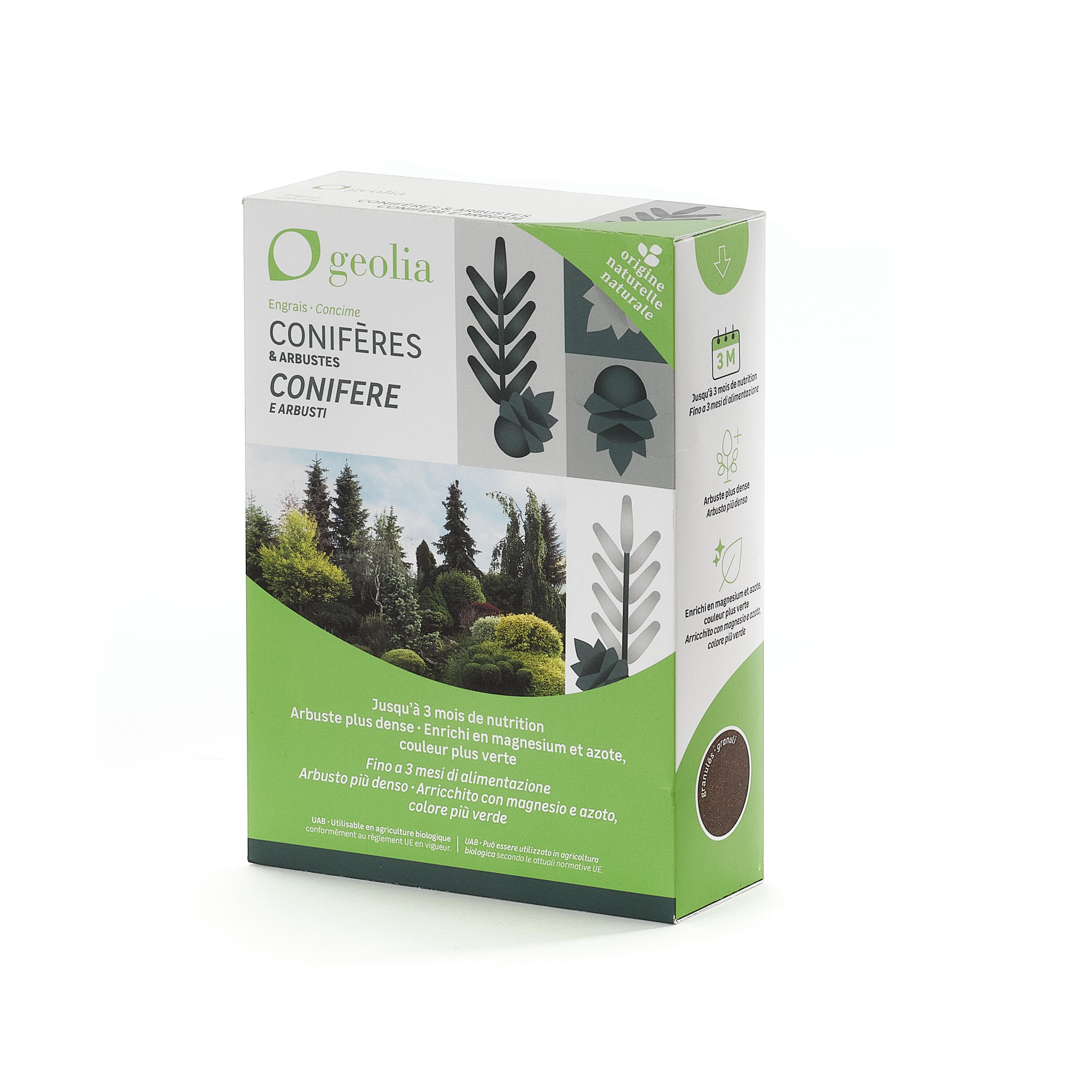 Concime granulato GEOLIA per conifere e alberi e arbusti BIO Conifere e ...
