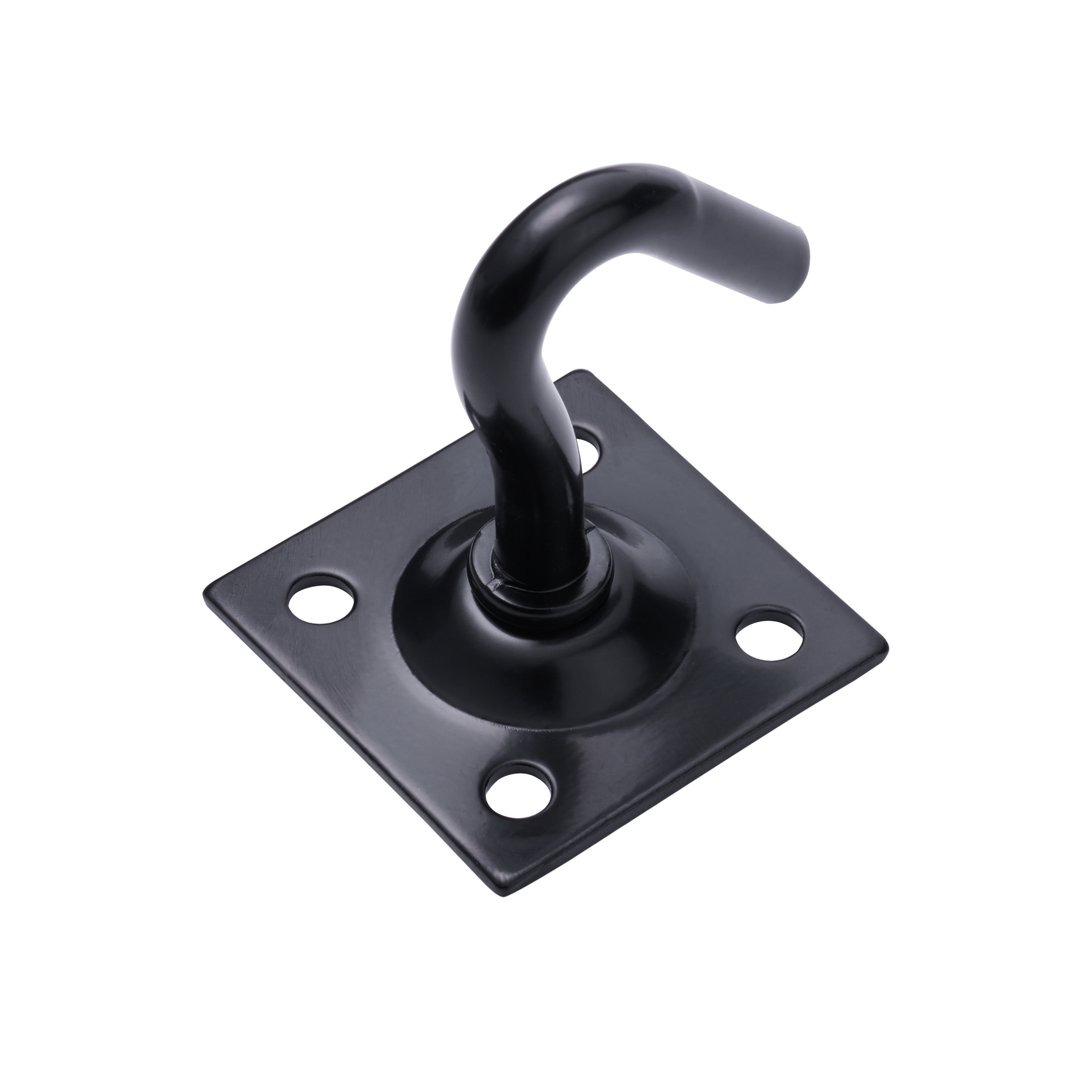 Gancho fijo sobre placa de acero cincado negro STANDERS Diam. 8 / 45 x ...