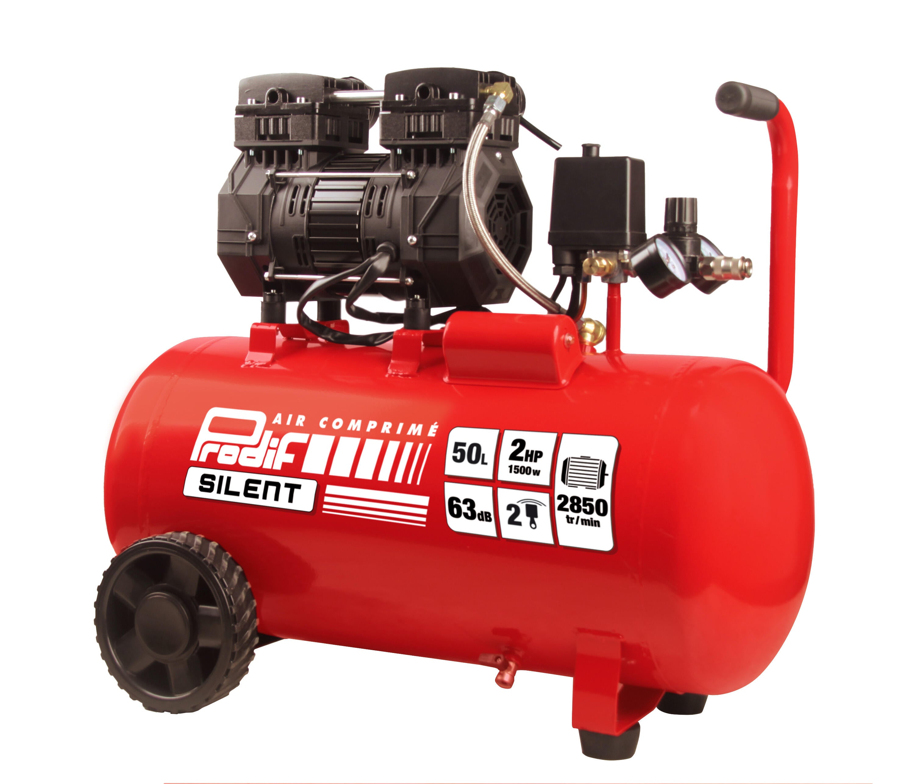 Compresseur 50L 2CV 8 bars sans huile SIL750 PRODIF | Leroy Merlin