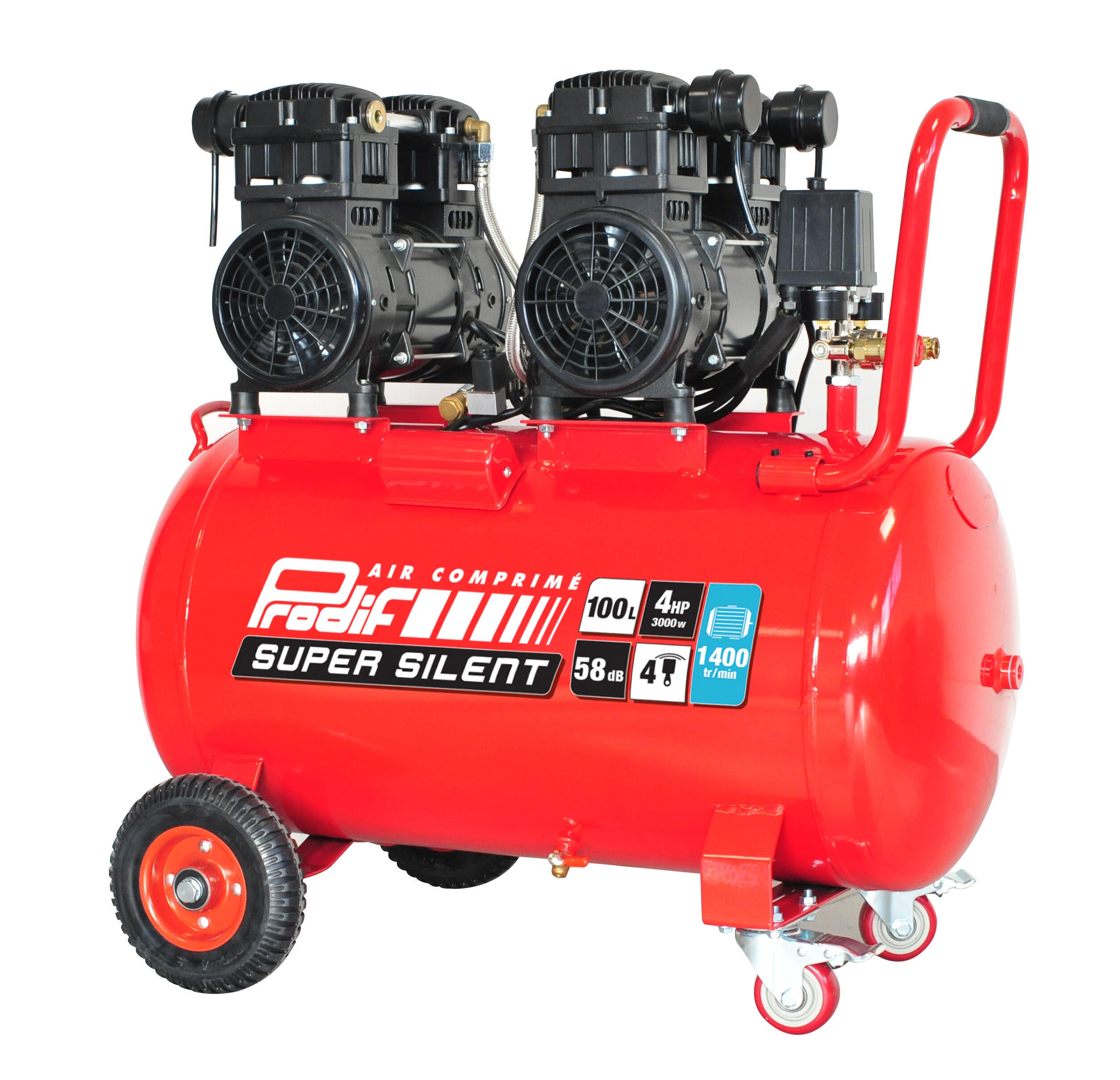 Compresseur 100L 4CV 8 barssilencieux sans huile SIL1004 PRODIF | Leroy ...