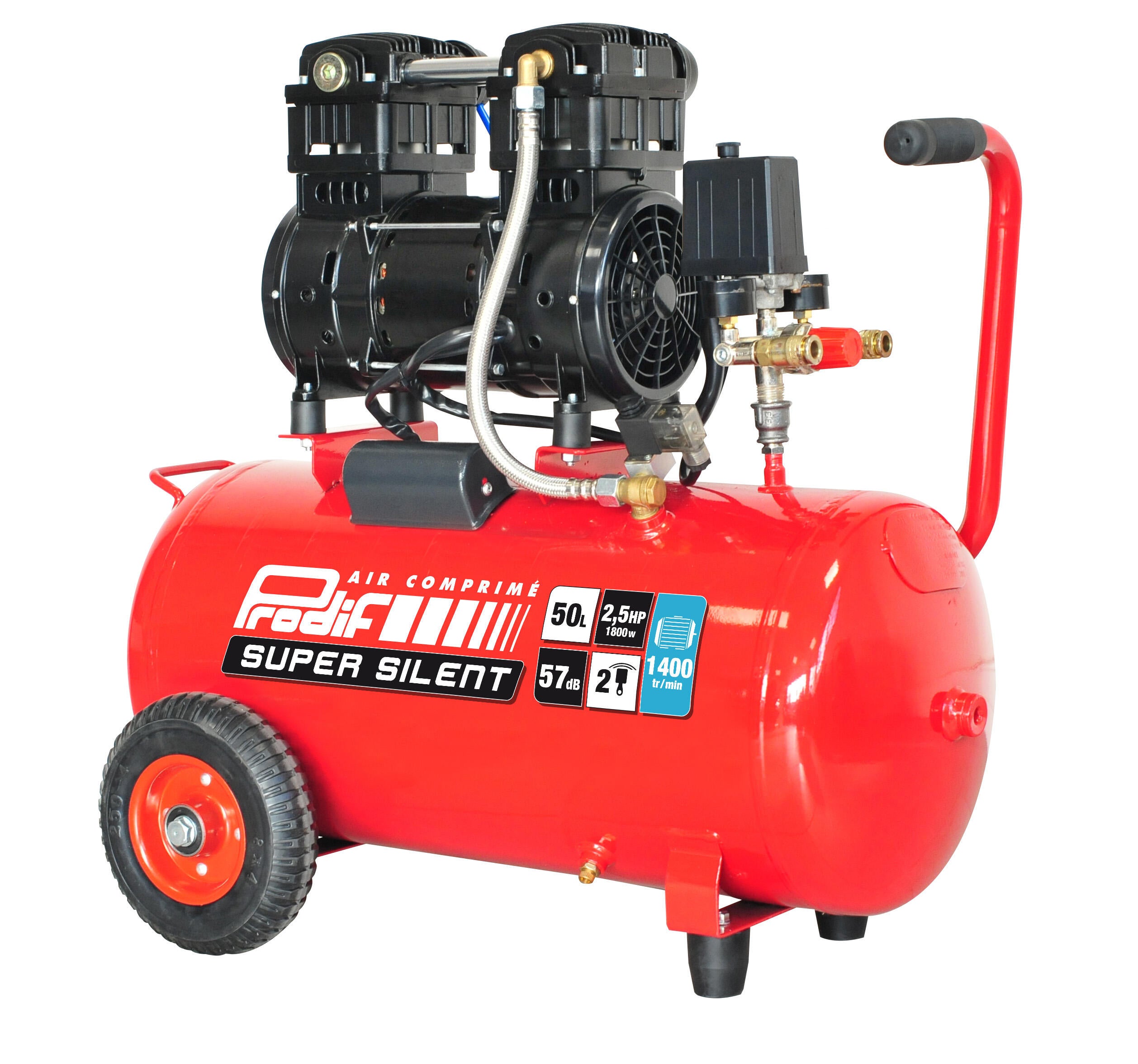 Compresseur 50L 2.5CV 8 barssilencieux sans huile SIL855 PRODIF | Leroy ...