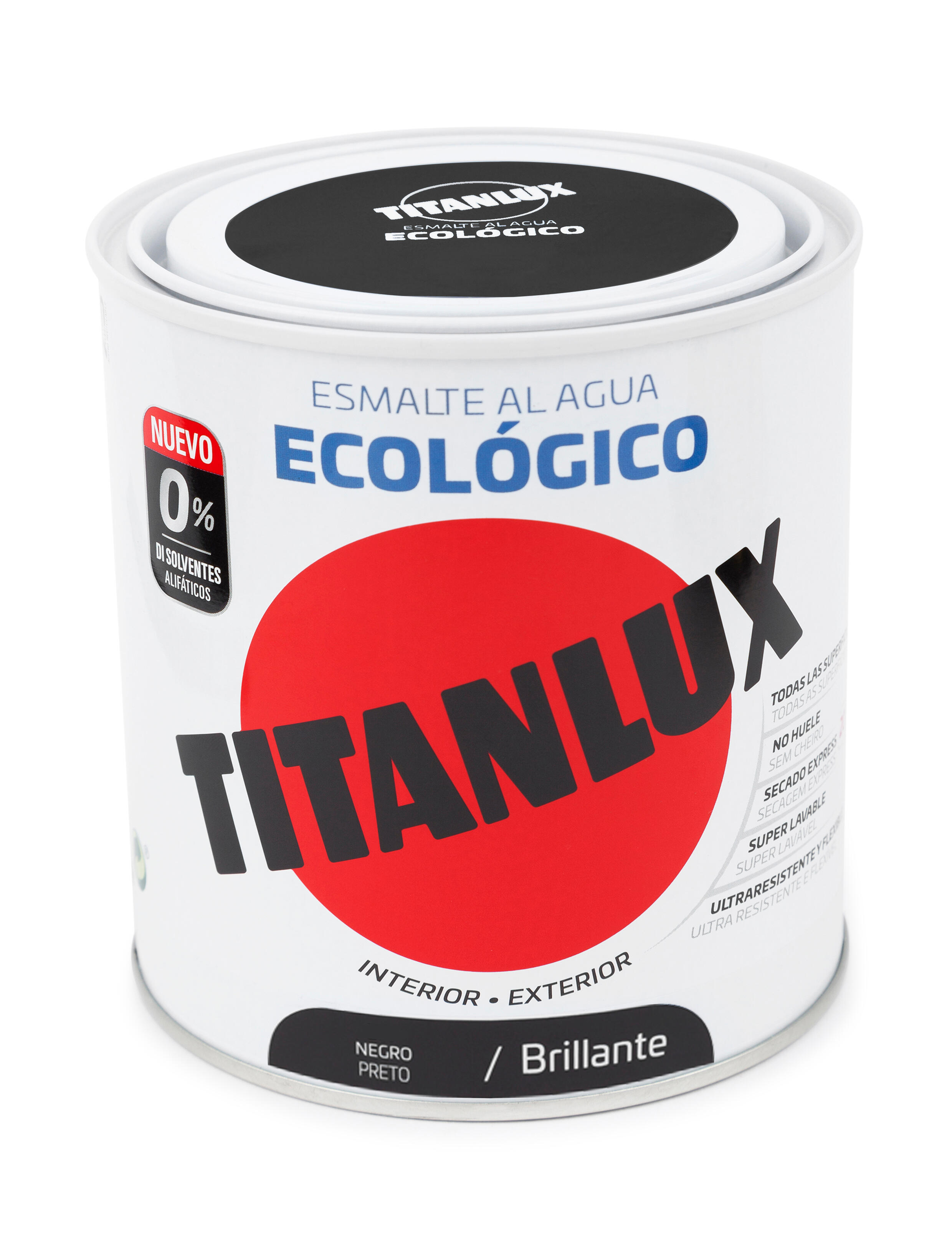 ESMALTE AQUOSO BRILHANTE TITANLUX ECO 2,5L PRETO | Obramat