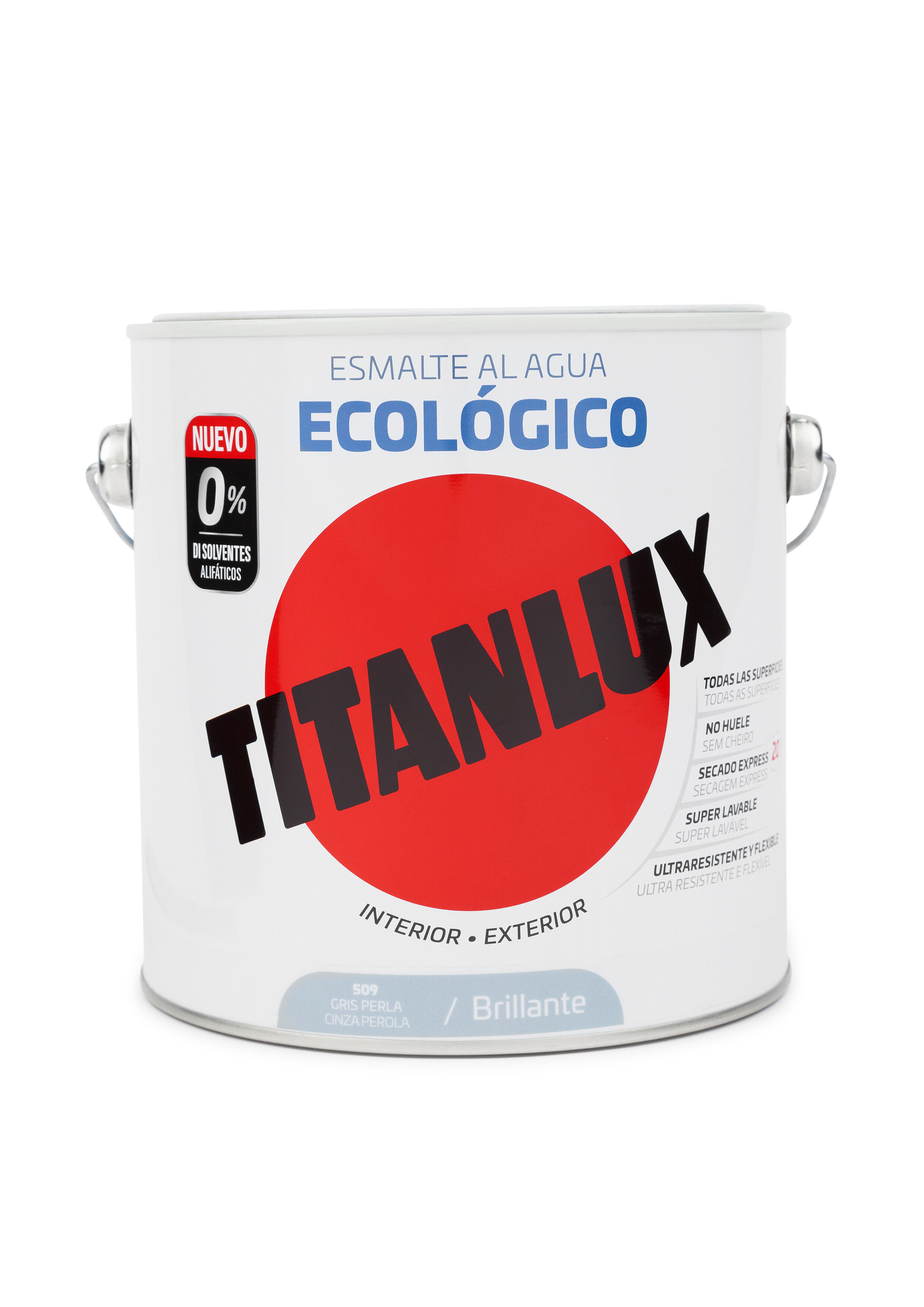 ESMALTE AQUOSO BRILHANTE TITANLUX ECO 2,5L CINZA PÉROLA | Obramat
