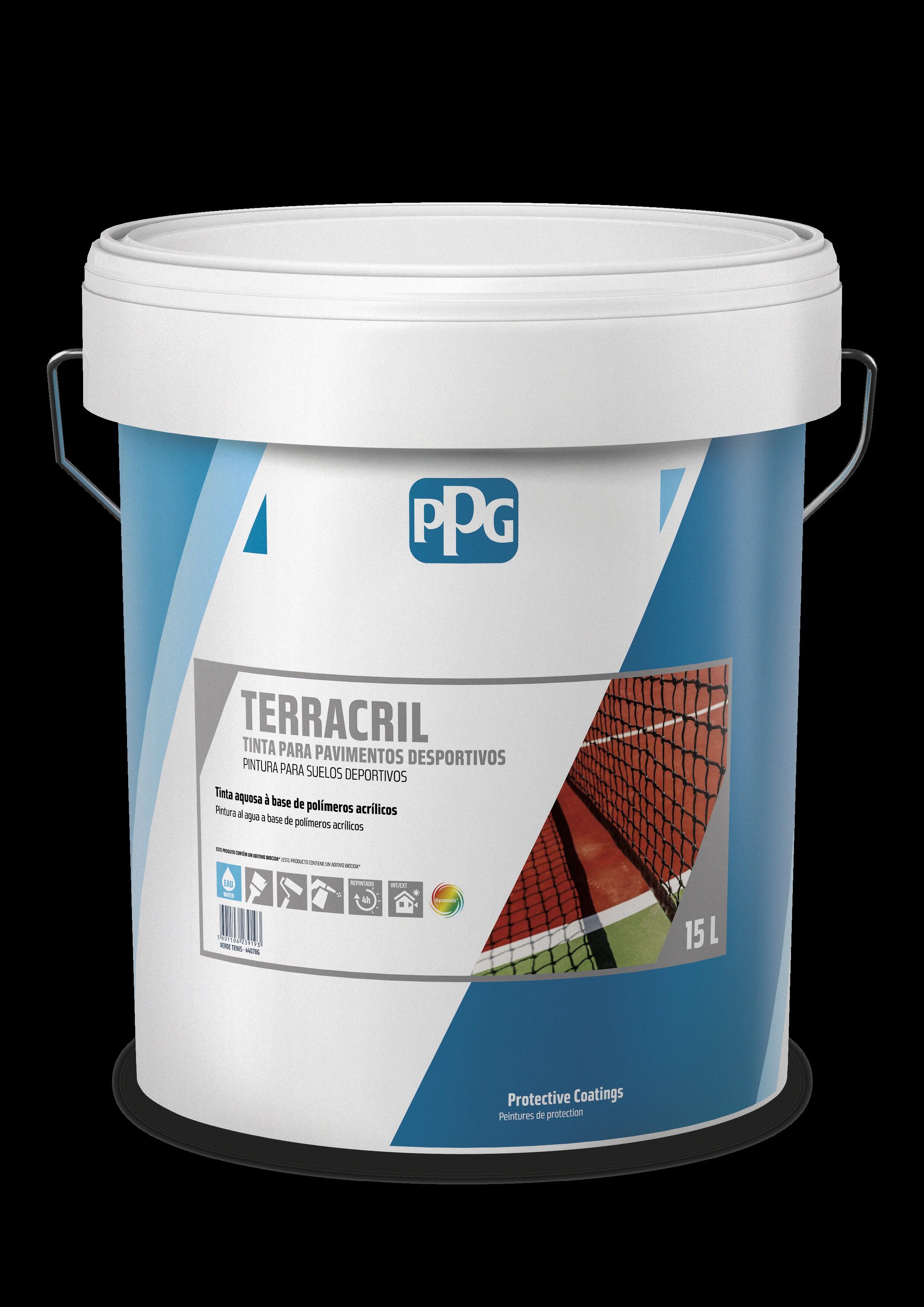 TINTA PARA PAVIMENTOS DESPORTIVOS BASE AQUOSA TERRACRIL PPG 15L BRANCO ...