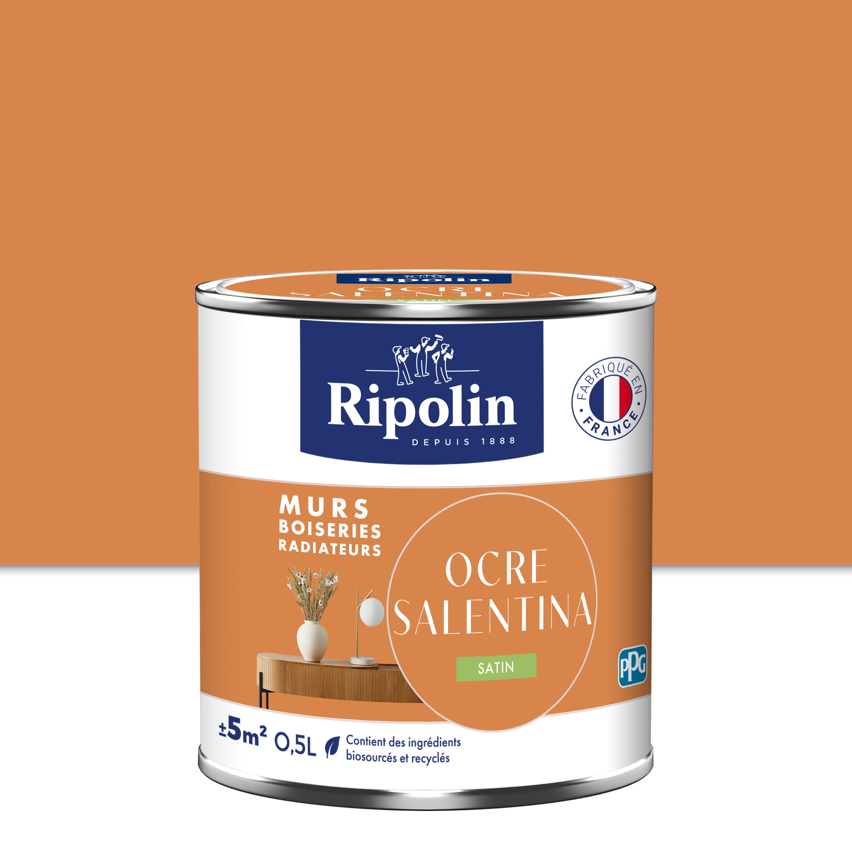 Peinture mur ocre salentina satin RIPOLIN 480173 0.5L | Leroy Merlin
