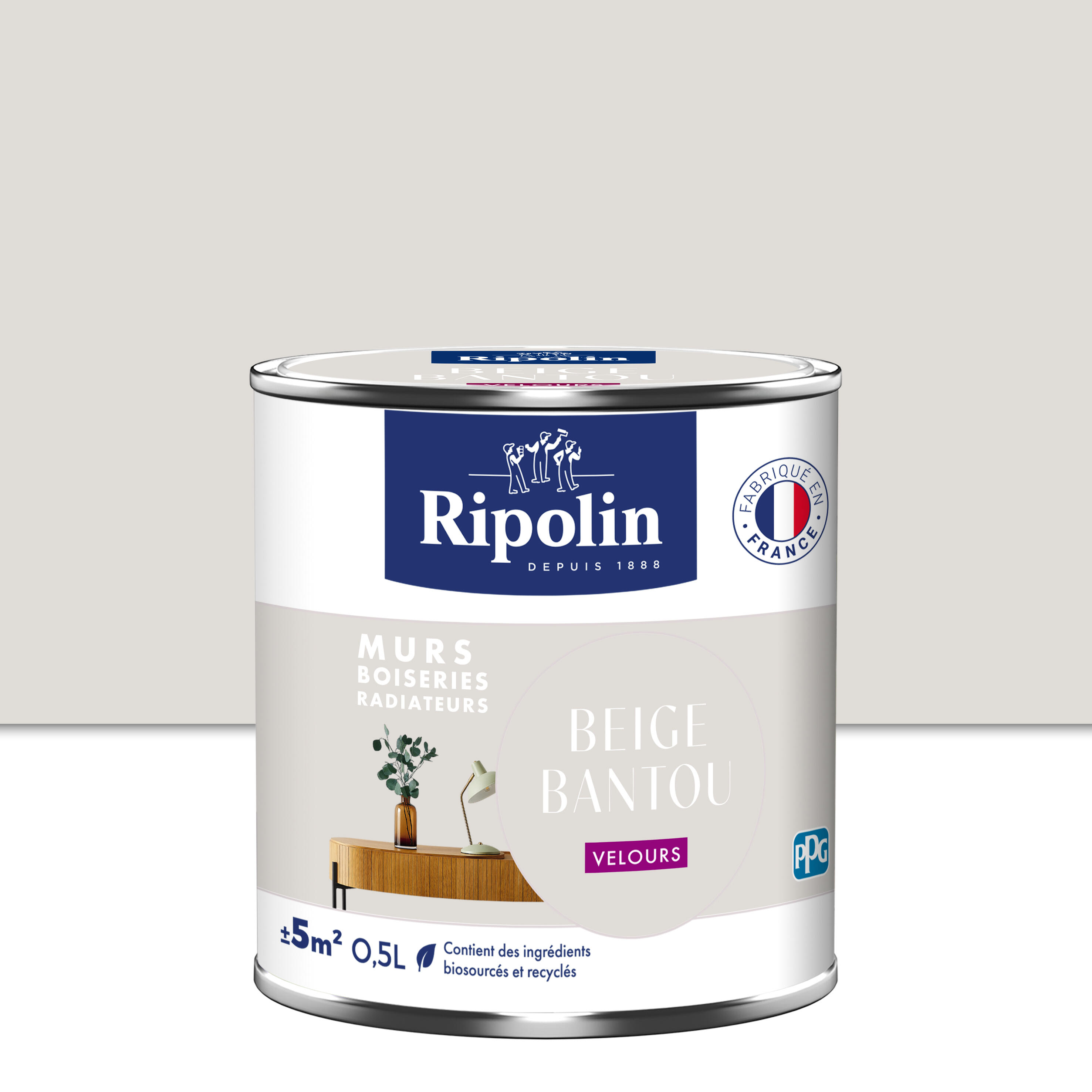 Peinture mur beige bantou velours RIPOLIN 480207 0.5l | Leroy Merlin
