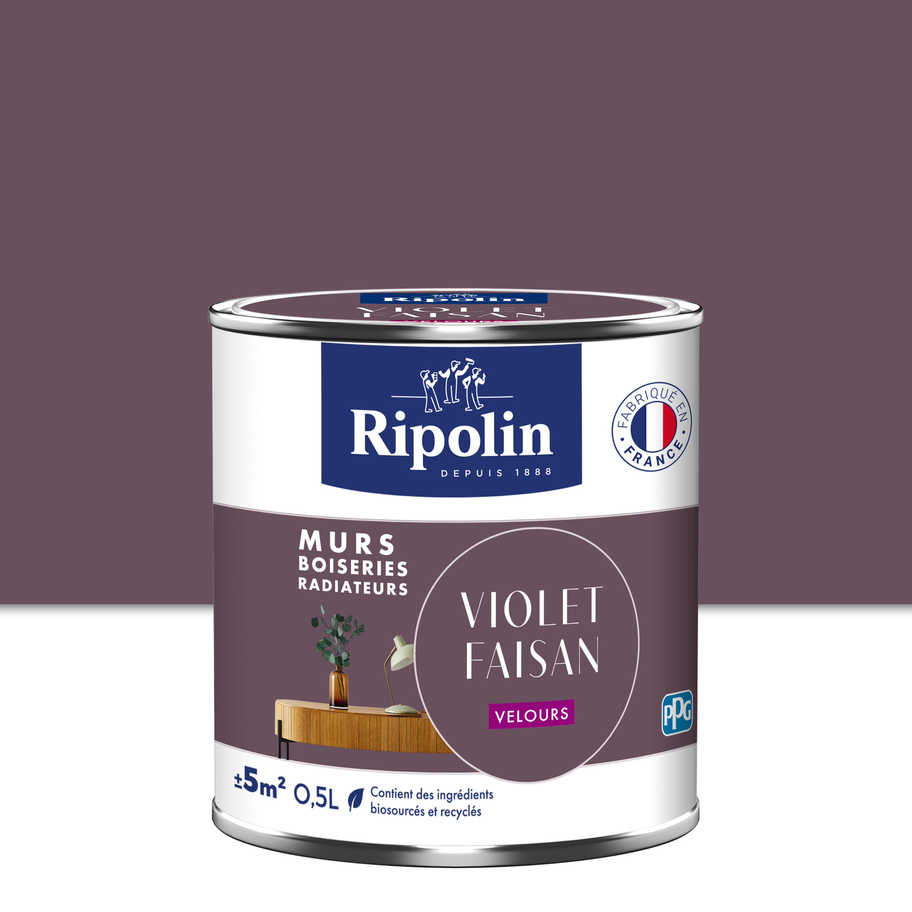 Peinture mur violet faisan velours RIPOLIN 0.5L | Leroy Merlin