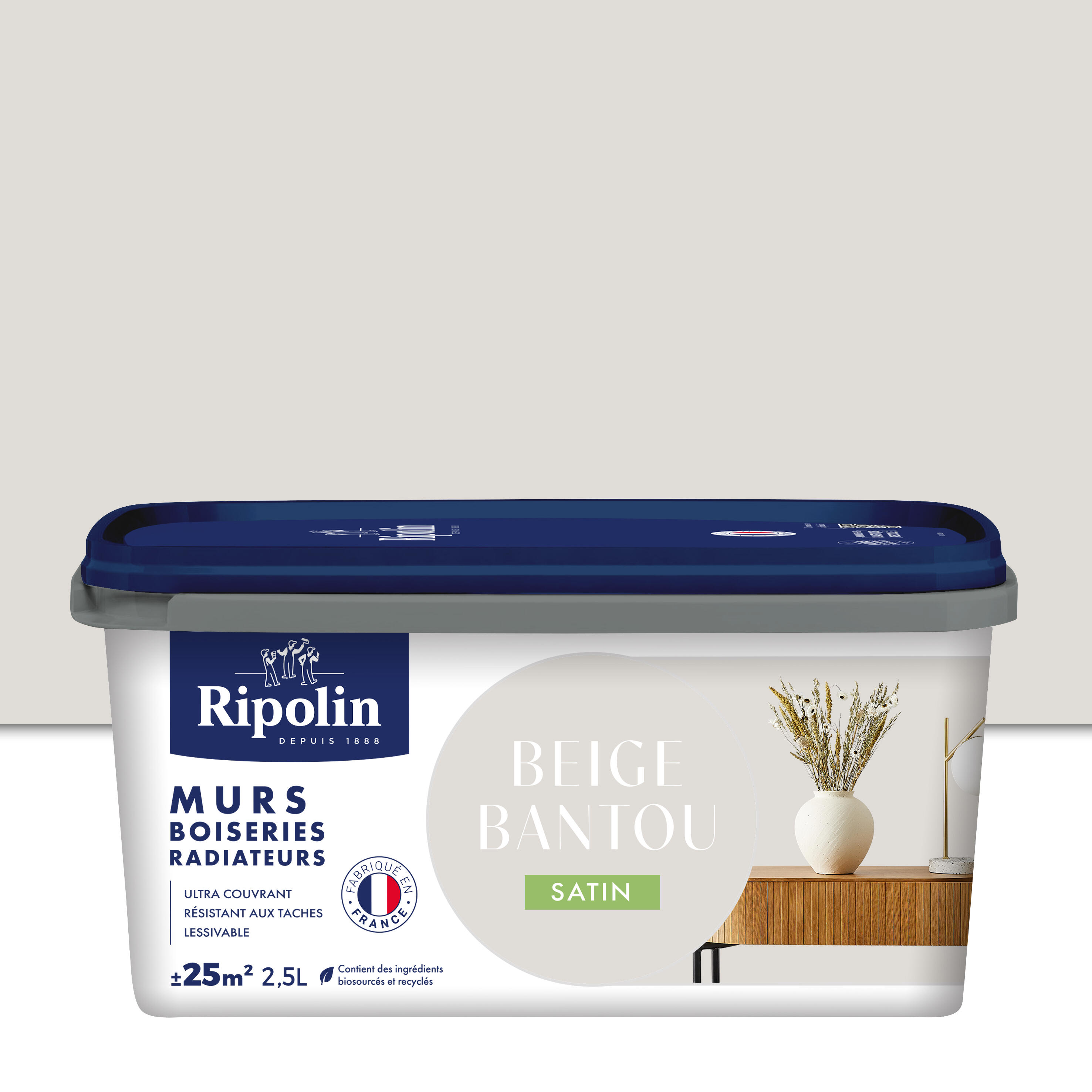 Peinture mur beige bantou satin RIPOLIN 480238 2.5L | Leroy Merlin