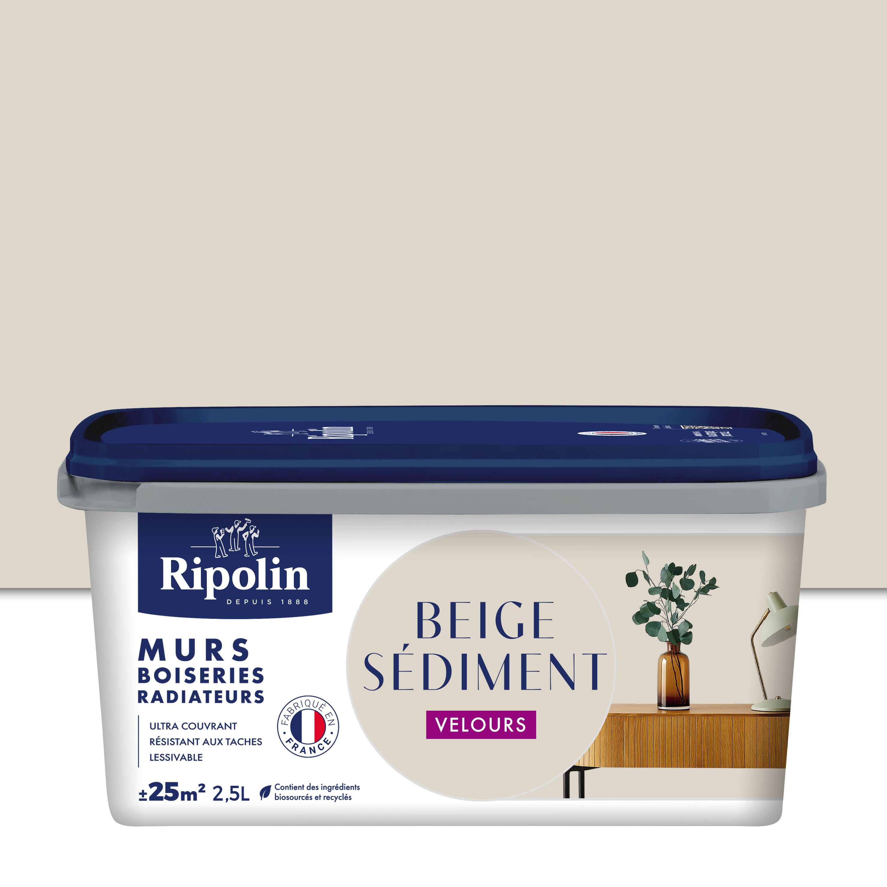 Peinture mur beige sediment velours RIPOLIN 480266 2.5L | Leroy Merlin