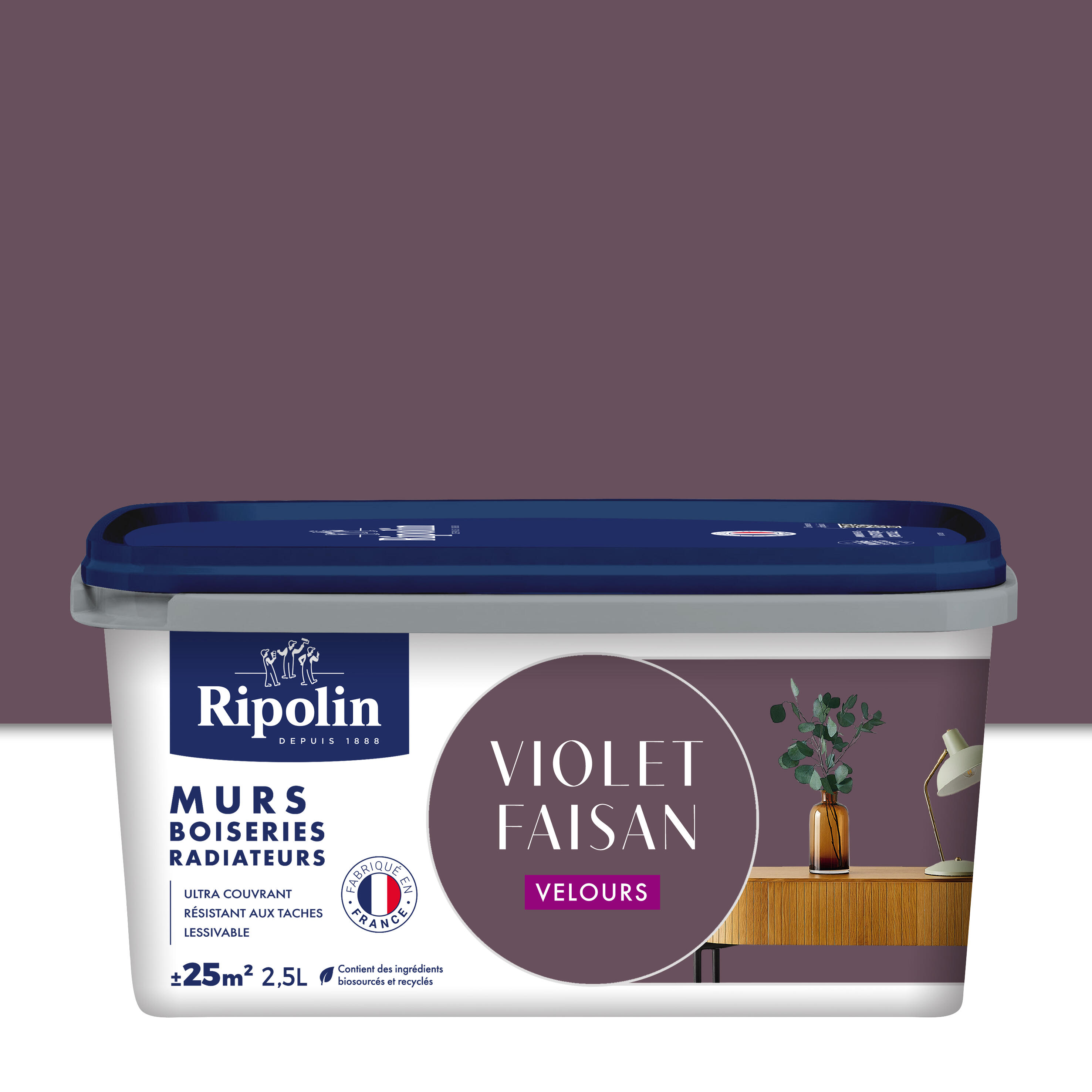 Peinture mur violet faisan velours RIPOLIN 2.5L | Leroy Merlin