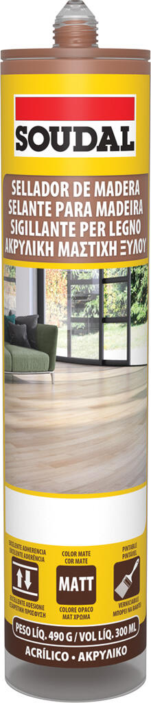 SELANTE ACRÍLICO PARA MADEIRA SOUDAL 300ML MOGNO | Obramat
