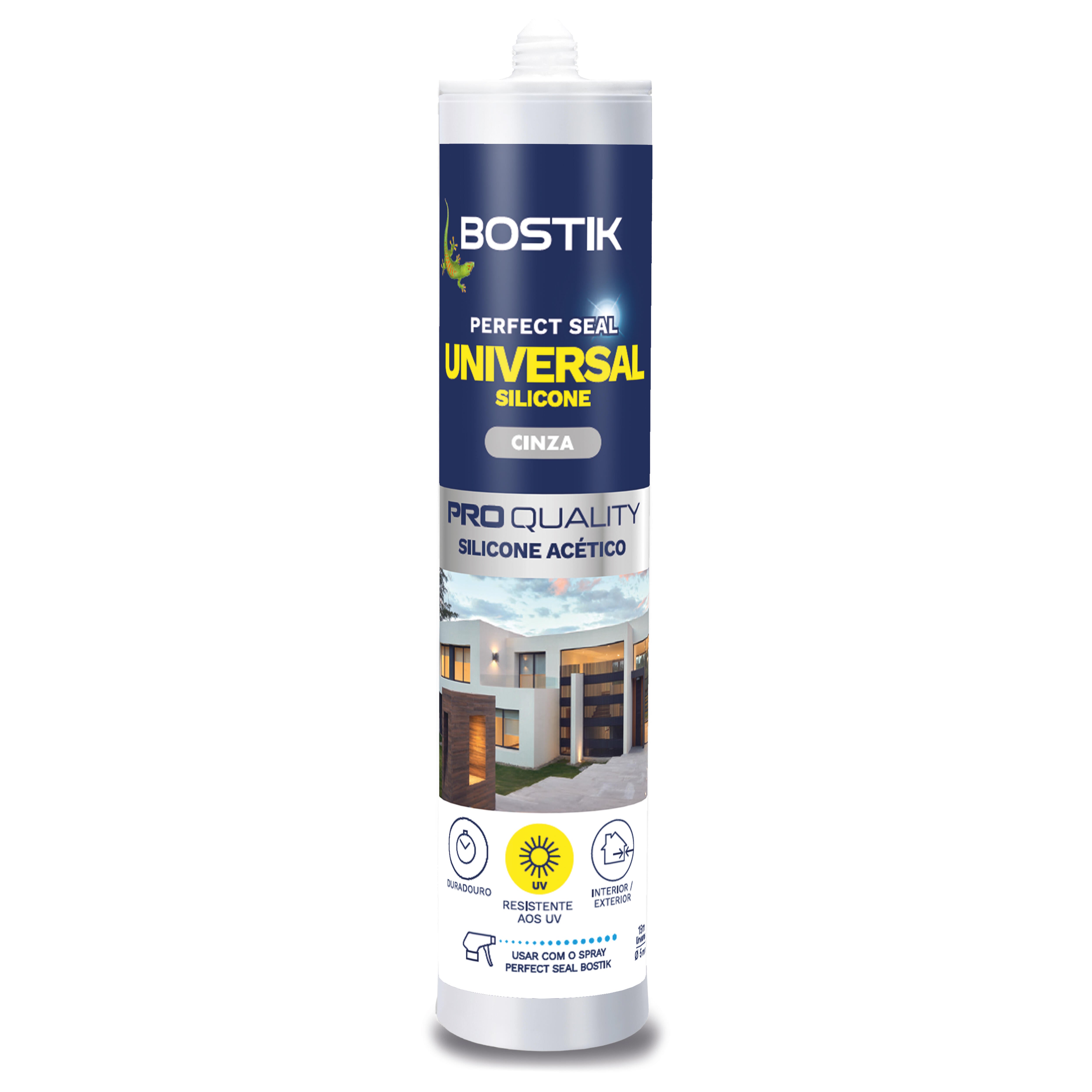 SILICONE ACÉTICO SANITÁRIOS PERFECT SEAL UNIVERSAL BOSTIK 280ML CINZA | Obramat