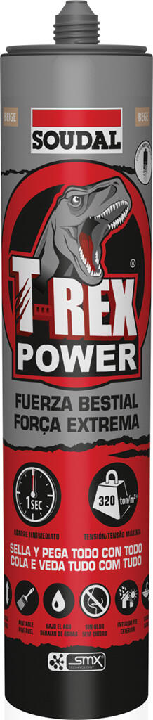 COLA E VEDA POLÍMERO MS T-REX POWER FORÇA EXTREMA SOUDAL 290ML BEGE ...