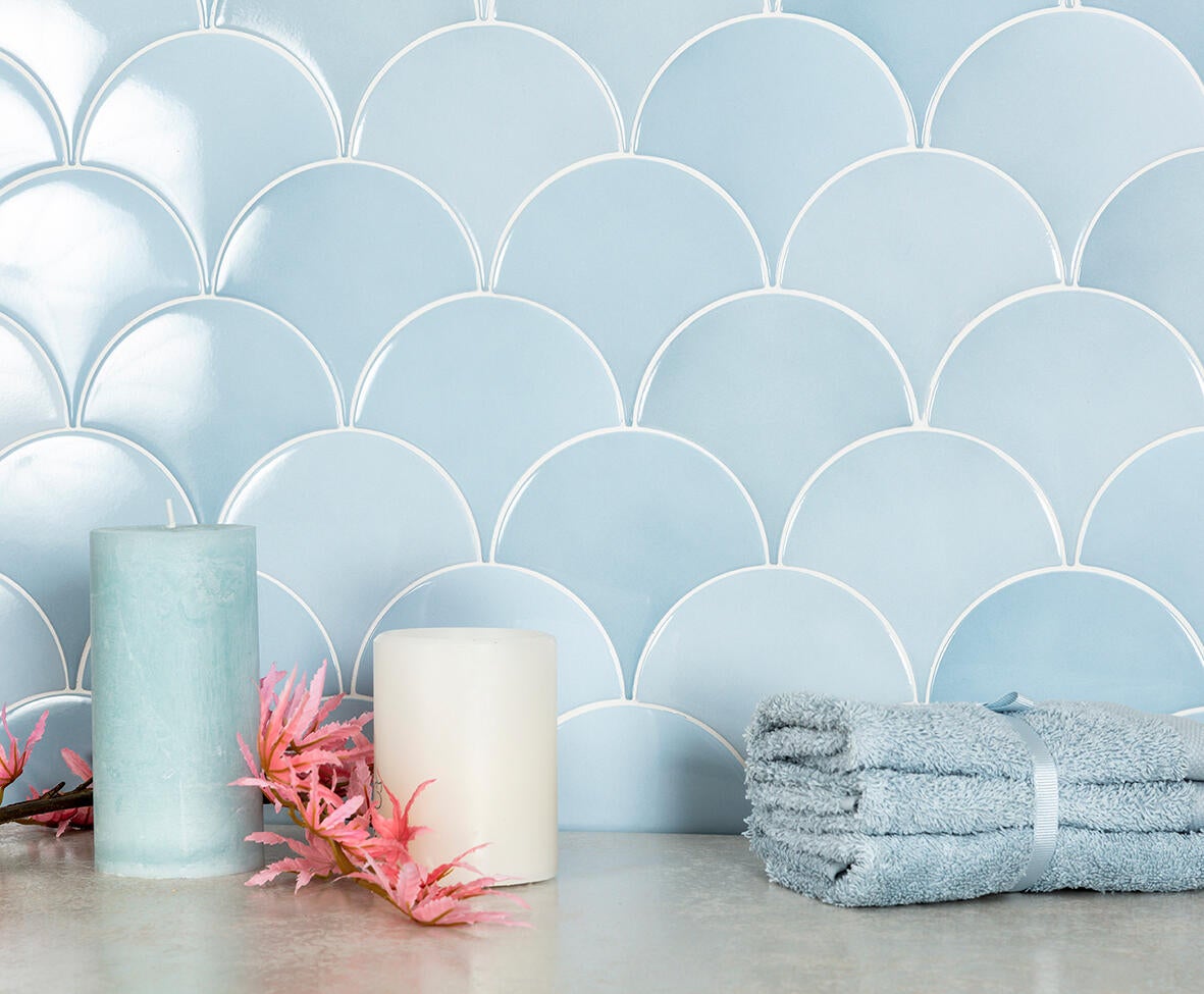 Azulejo Mystic Light Blue efecto espejo azul claro 6.3x12.5 cm | Leroy ...