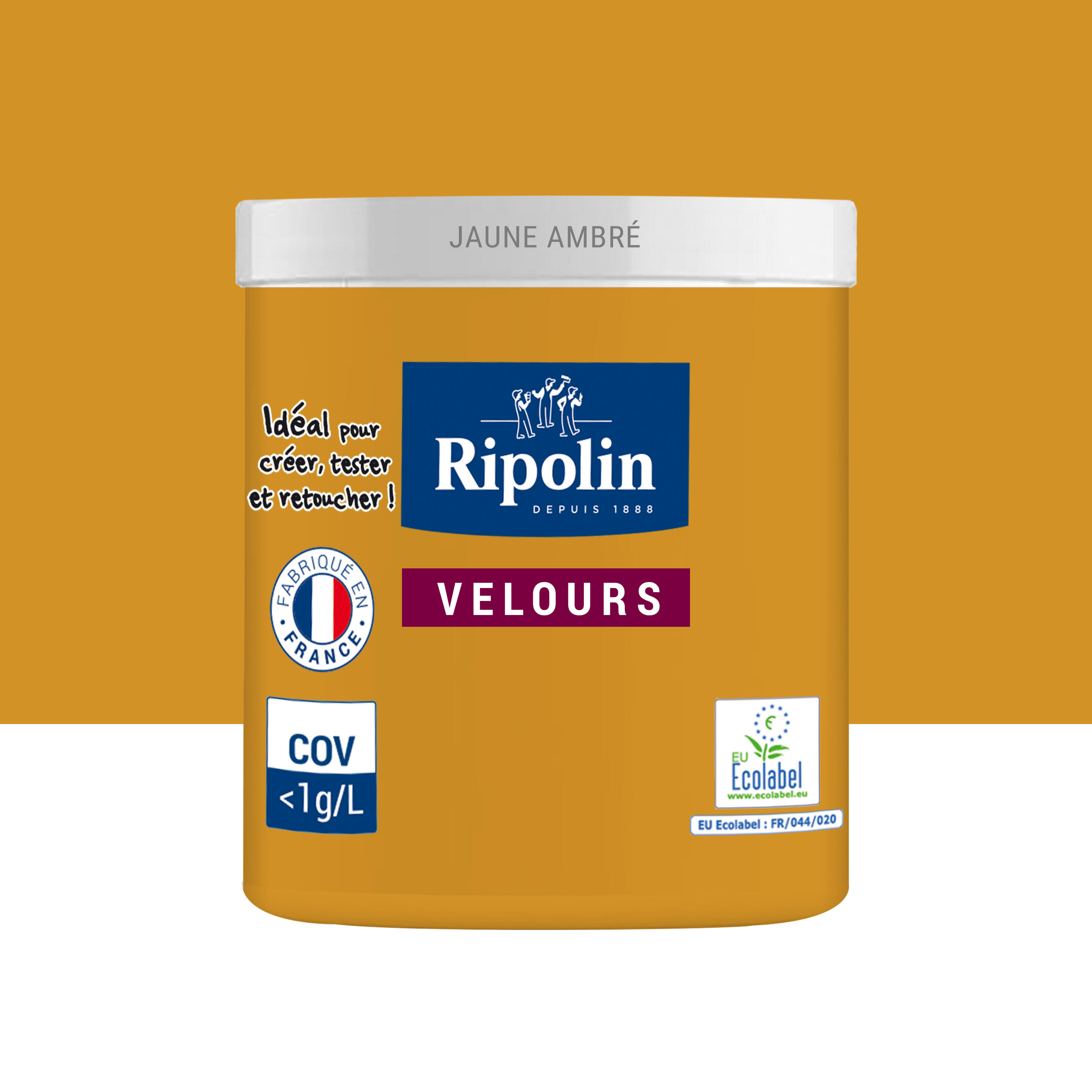 Peinture mur jaune ambre velours RIPOLIN 441610 75ml | Leroy Merlin