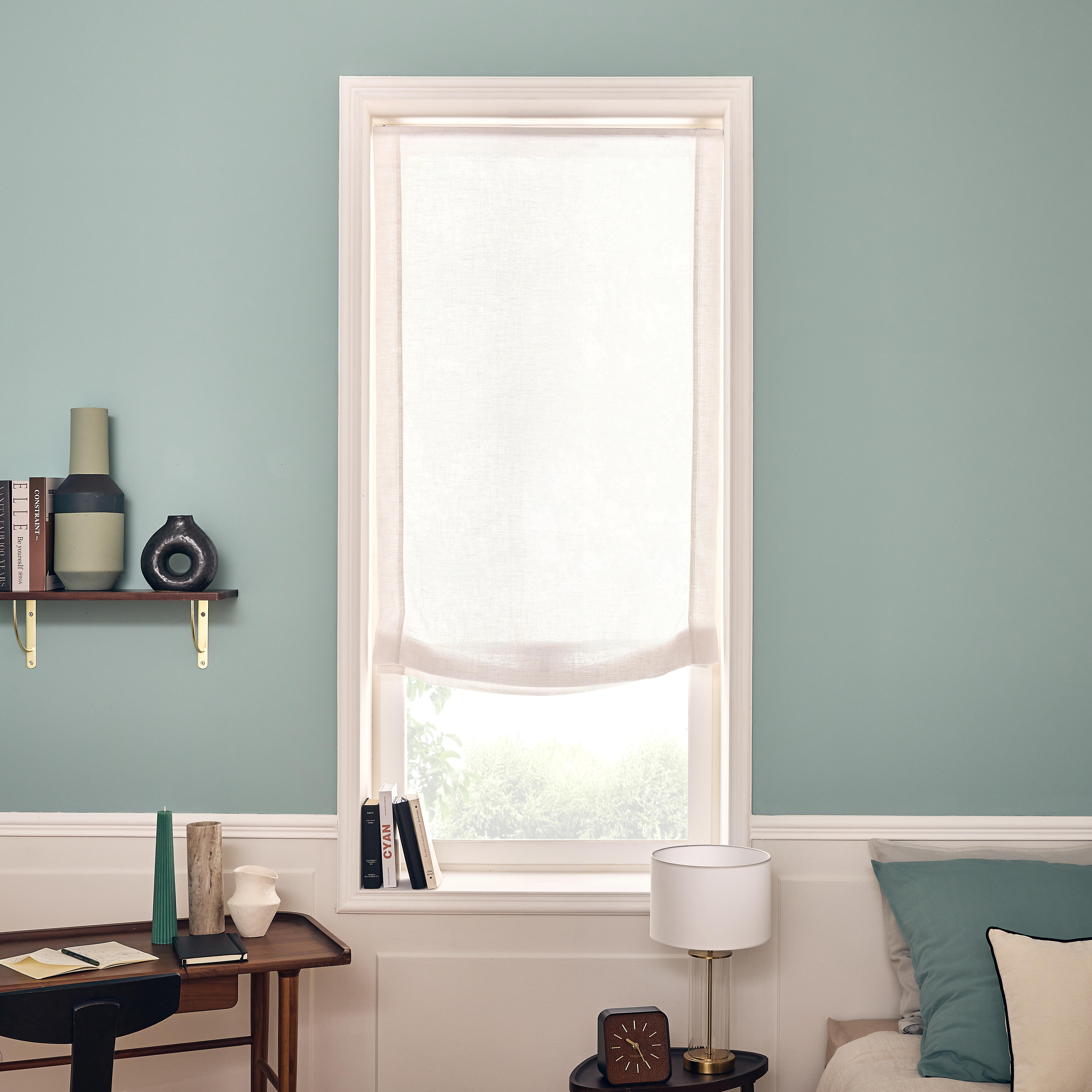 Estor plegable paqueto semi-trasparente con cadena Charlina poliéster liso blanco INSPIRE de ...