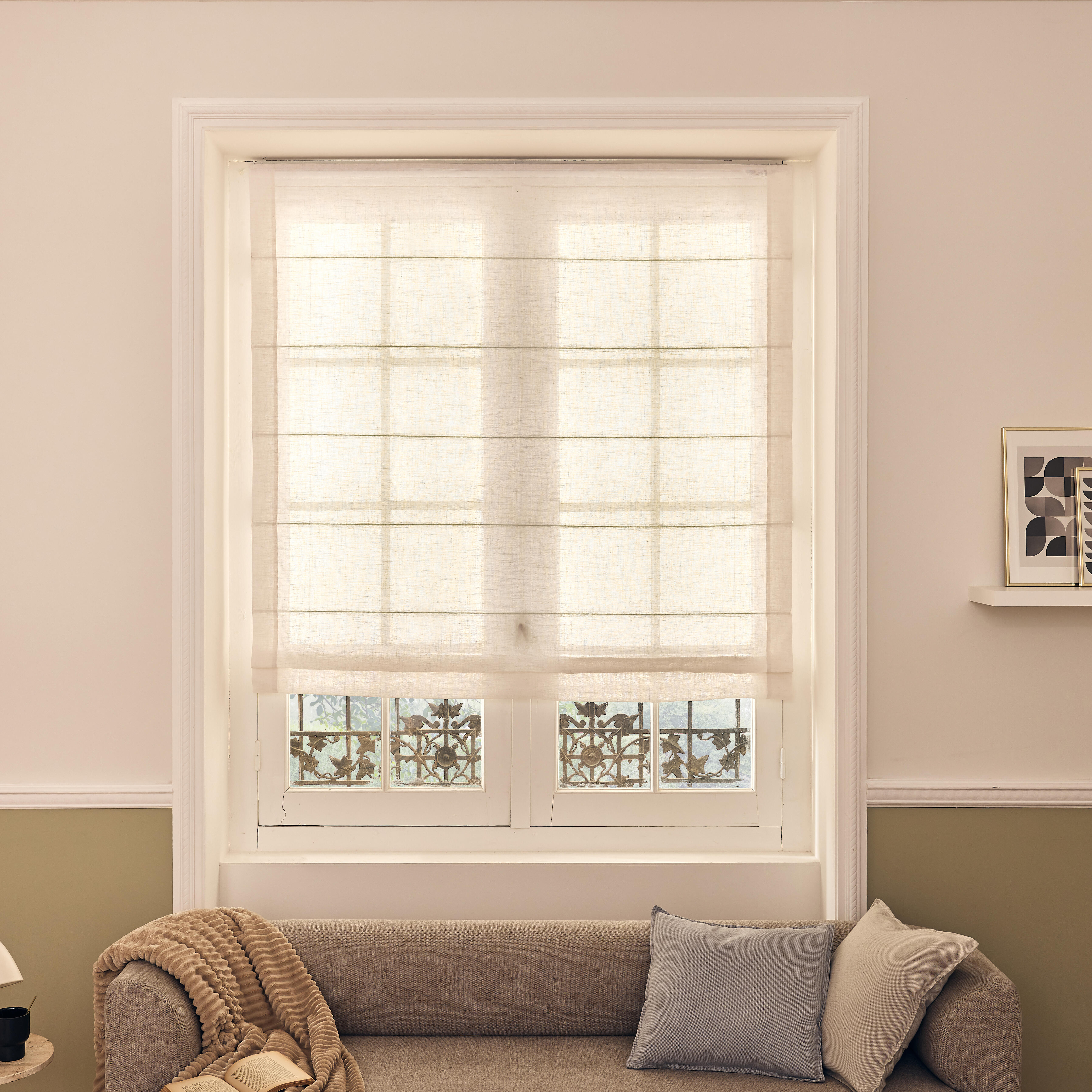 Store bateau Charlina, lin blanc, l.150 x H.250 cm, INSPIRE | Leroy Merlin