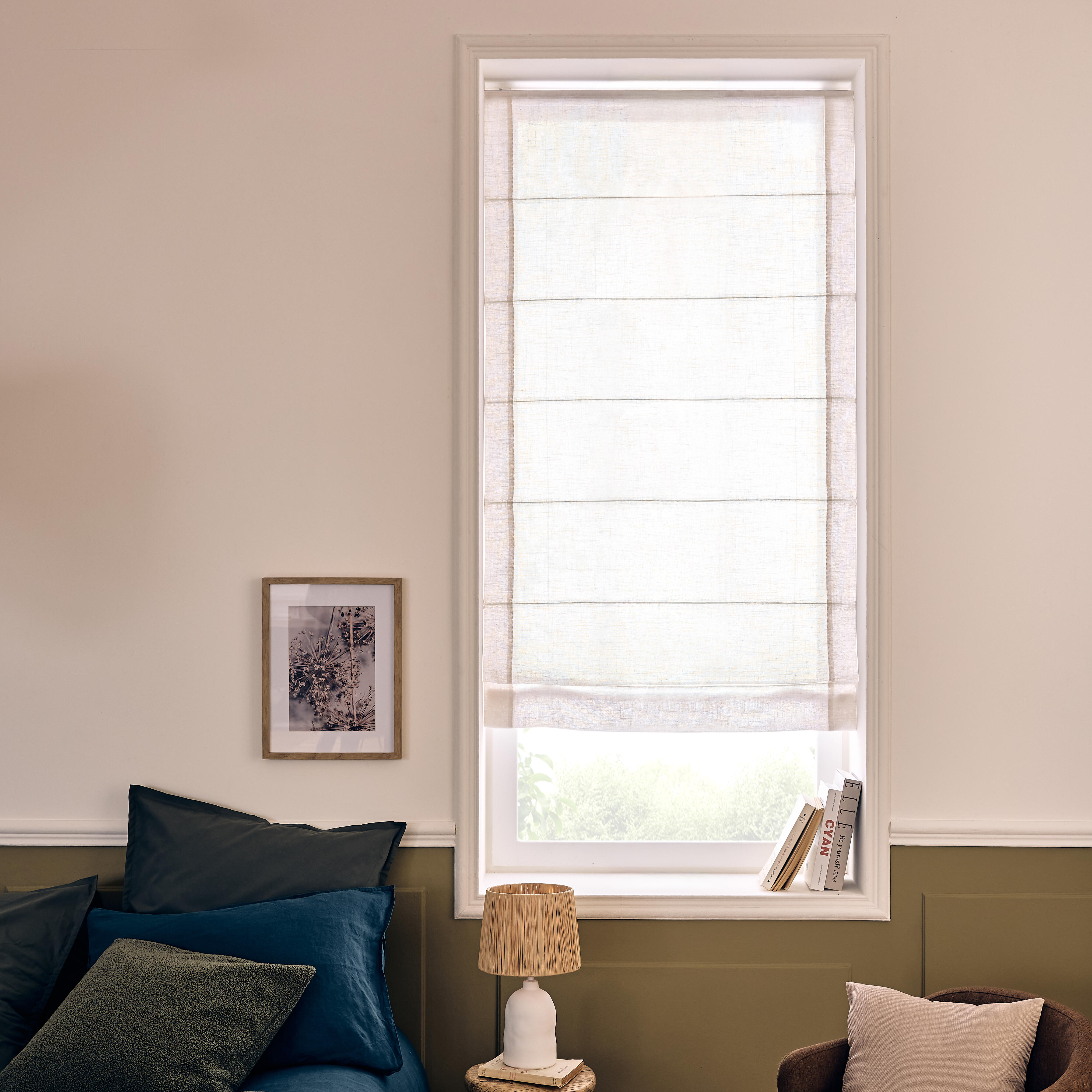 Store bateau Charlina, lin blanc, l.90 x H.175 cm, INSPIRE | Leroy Merlin