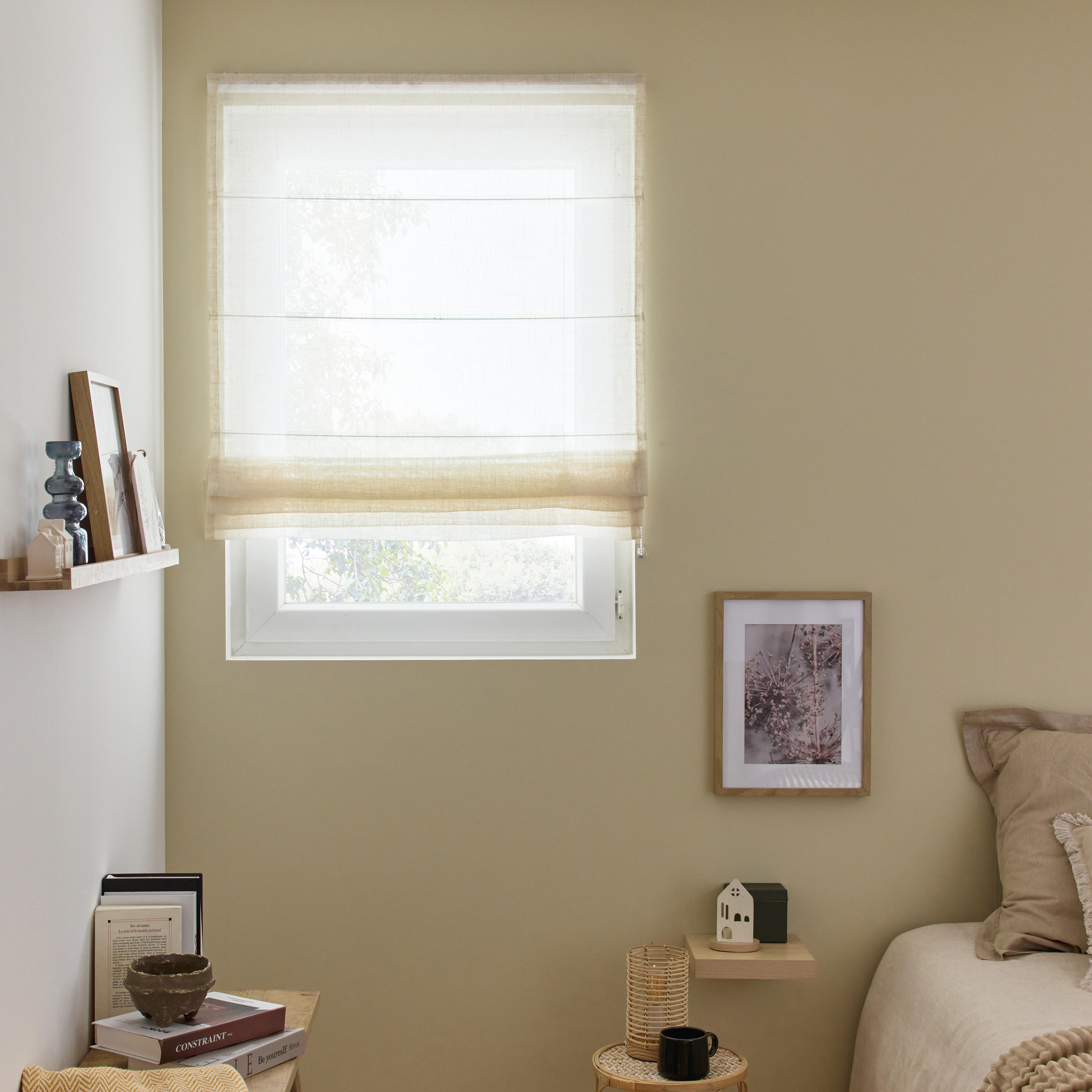 Store bateau Teo, lin beige, l.90 x H.175 cm, INSPIRE | Leroy Merlin