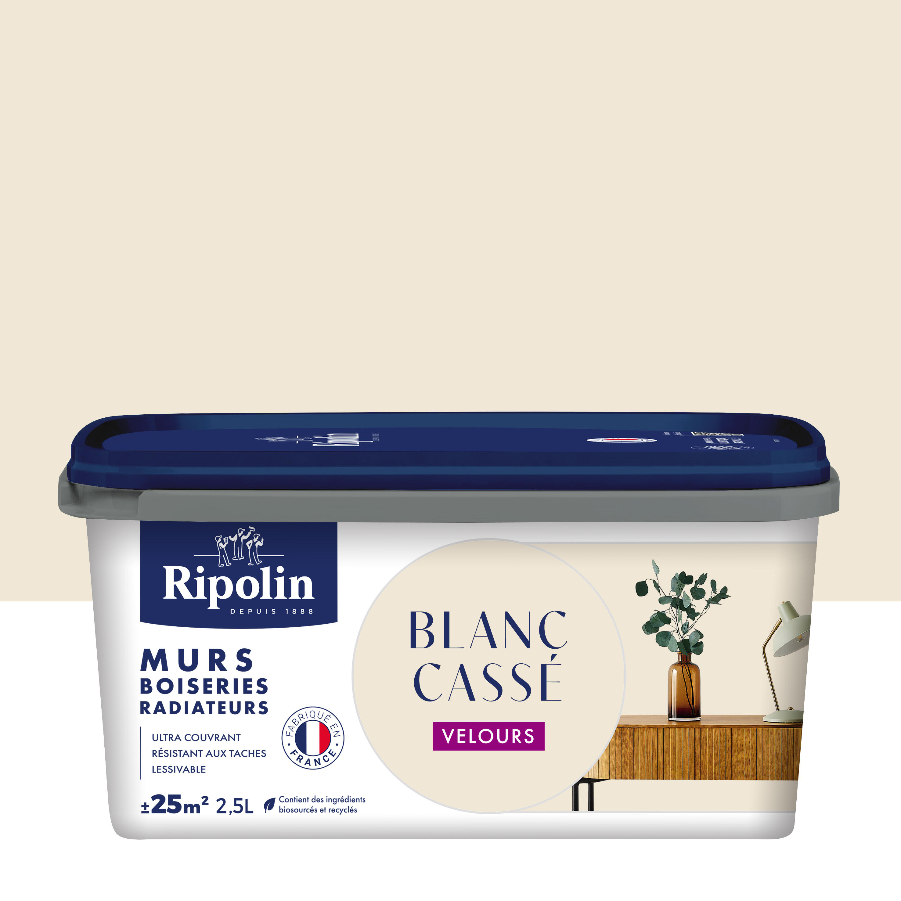 Peinture mur blanc casse velours RIPOLIN Intérieur 2.5L | Leroy Merlin