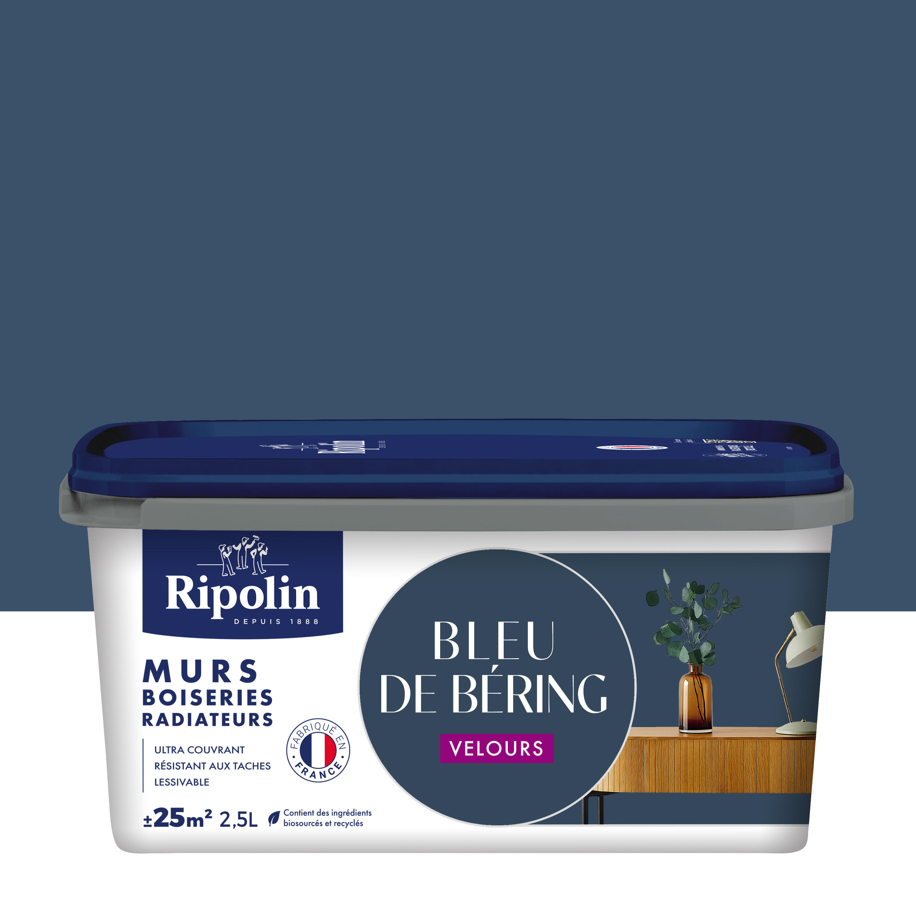 Peinture bleu de bering velours RIPOLIN Intérieur 2.5L mur | Leroy Merlin