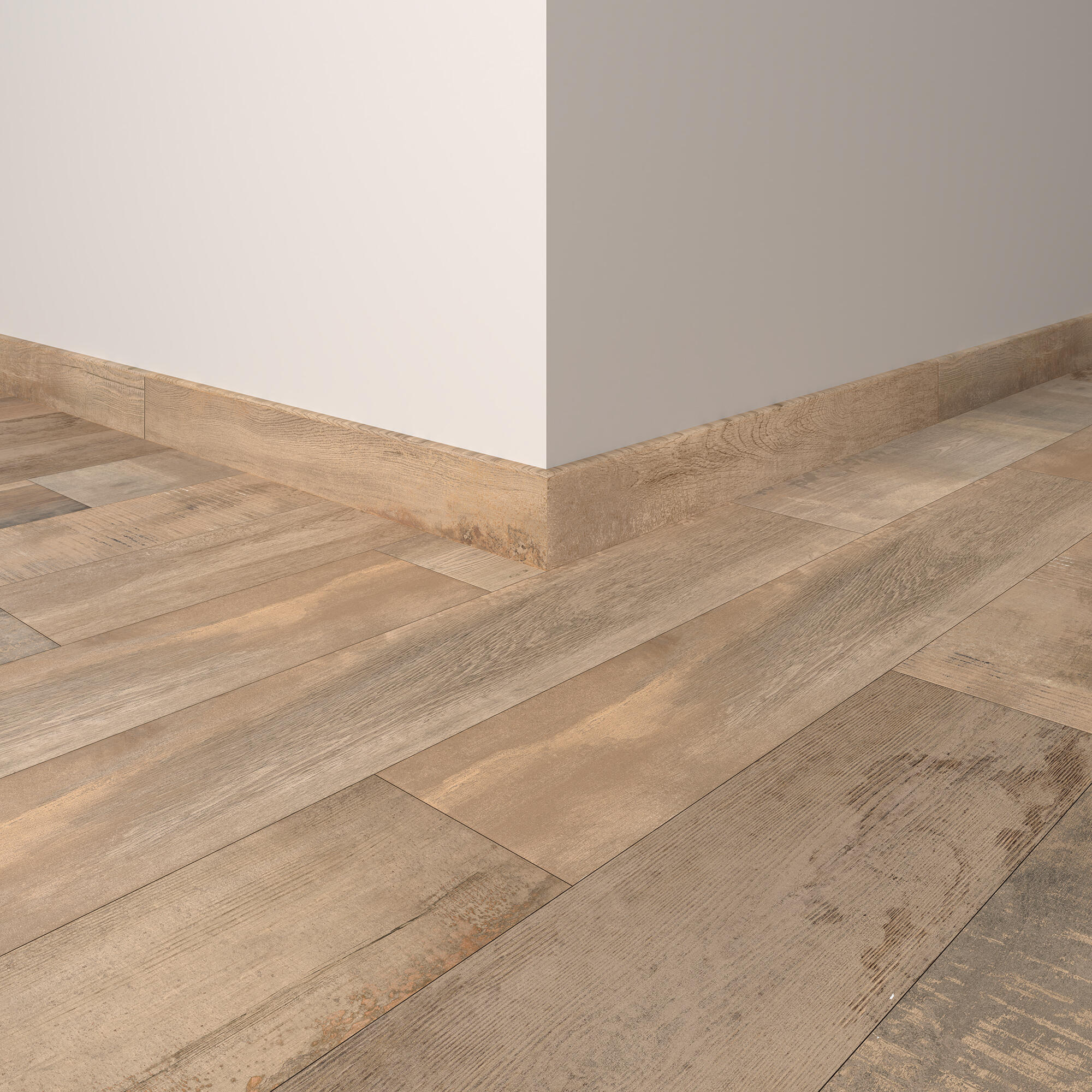 Pack de 4 Rodapiés porcelánico Imara 45x8 cm madera marrón natural ...