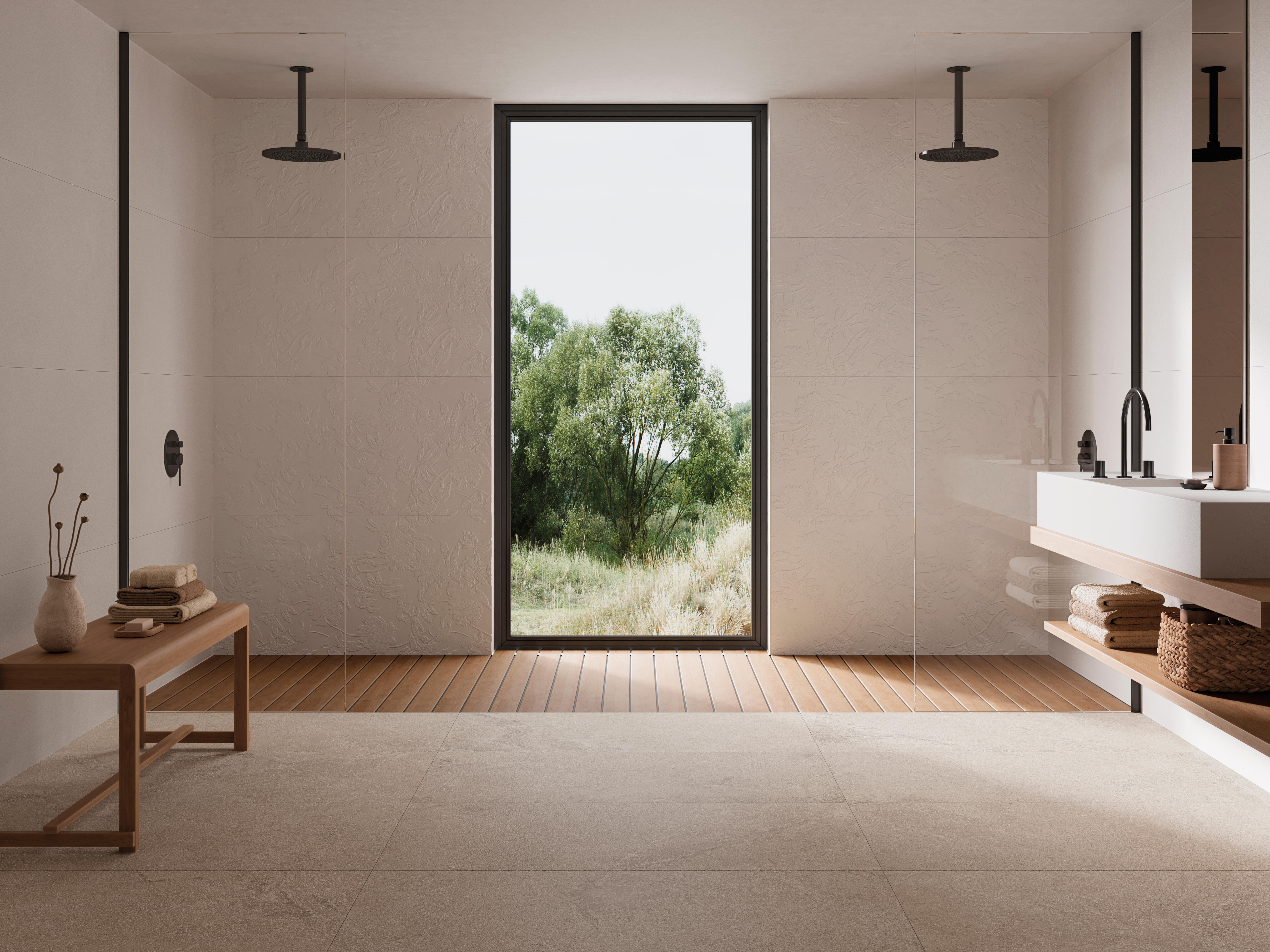 Azulejo cerámico Glow efecto cemento beige 60x120 cm | Leroy Merlin