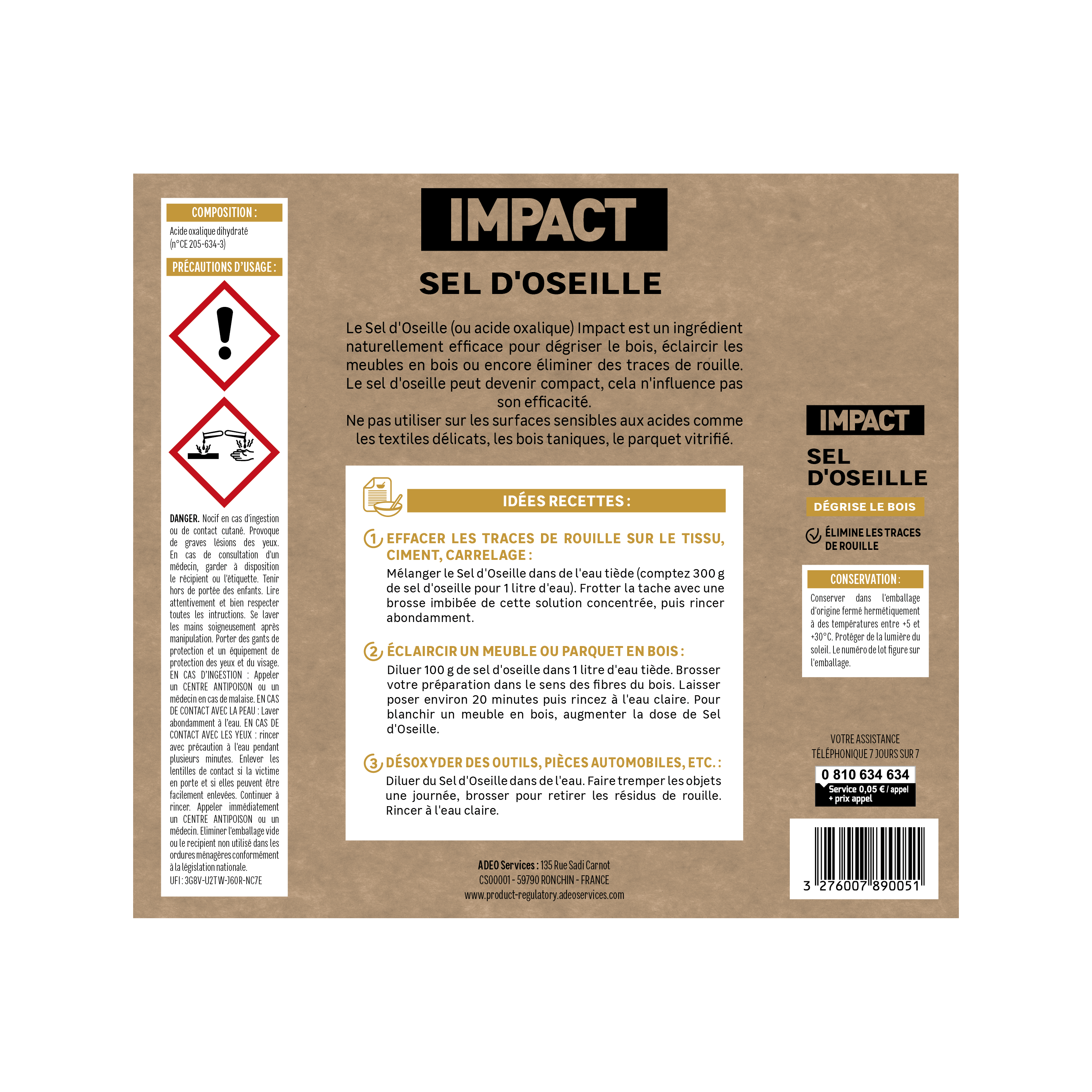 Sel d'oseille IMPACT Dégrisant et nettoyant rouille, 400g | Leroy Merlin