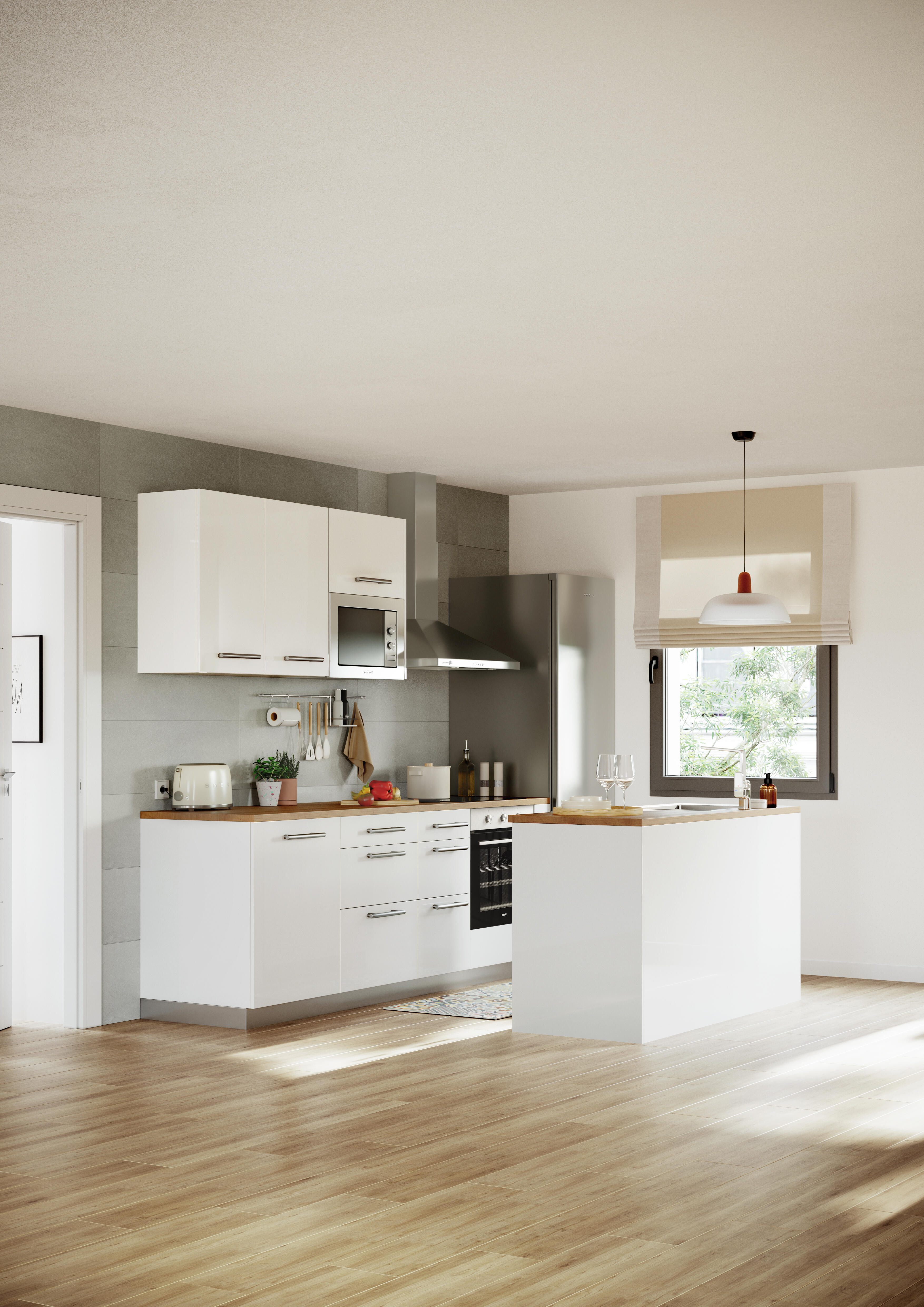 Cocina lineal con isla pack Quality | Leroy Merlin