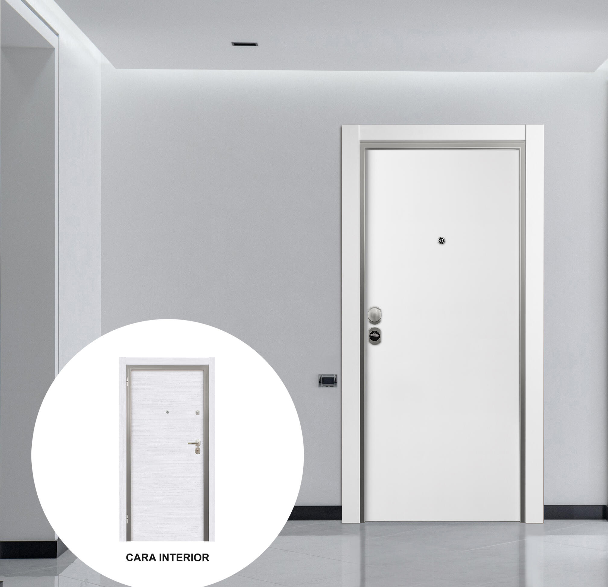 Puerta entrada acorazada Omega Lisa blanco/Bari Nordic blanco dcha ...