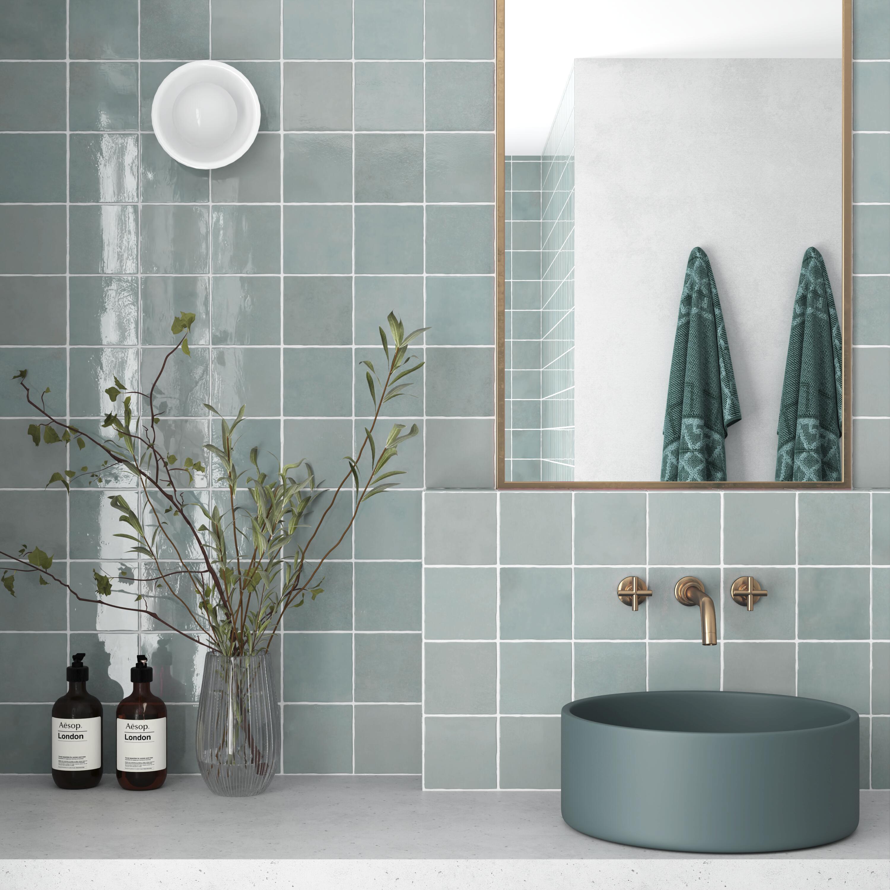 Carrelage mur intérieur effet zellige bleu slate Bakerstreet l.10 x L ...