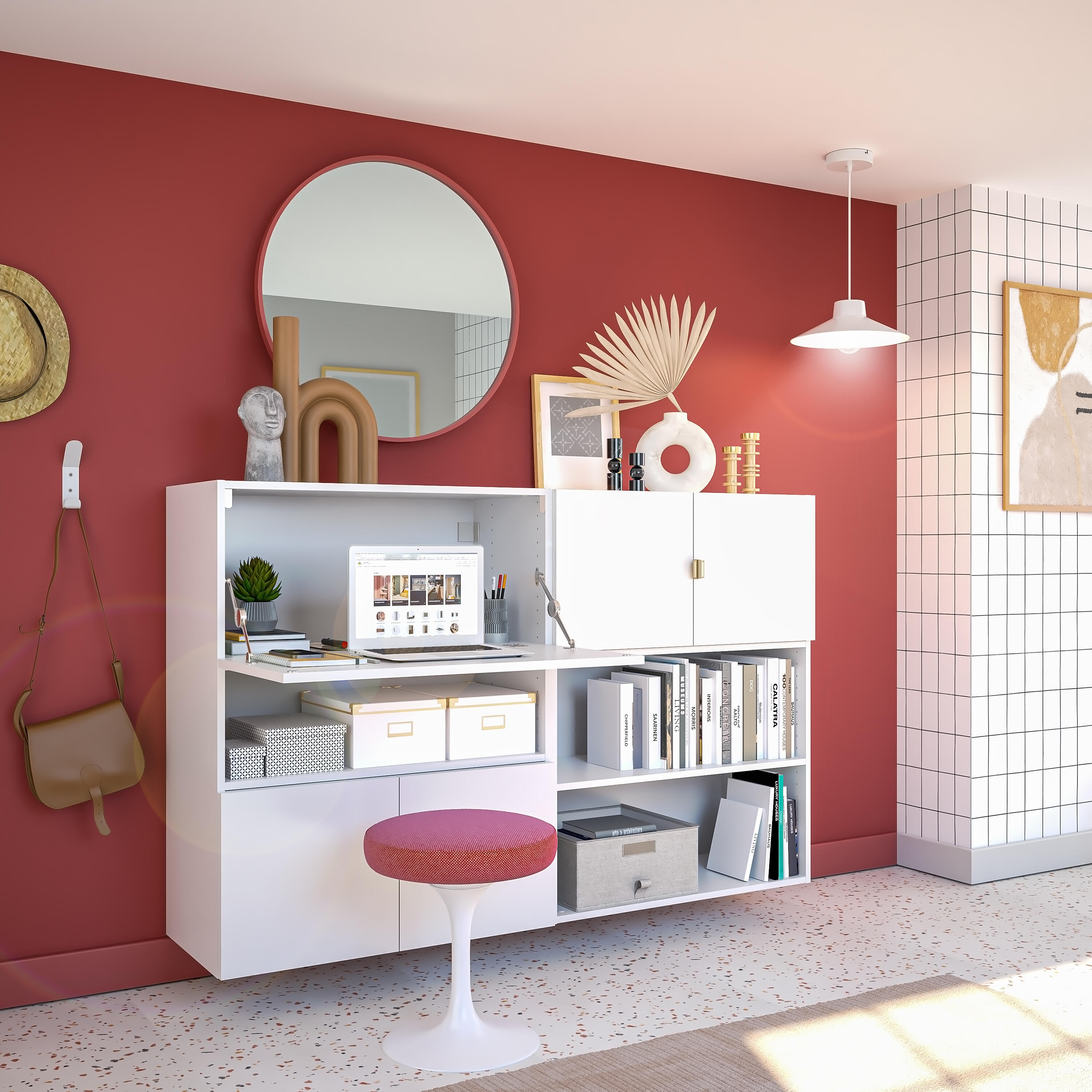 Tablette rabattable de bureau SPACEO Evo'M blanc pour caisson L.80 xP ...