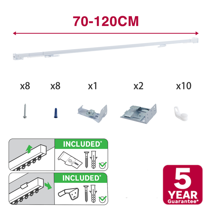 Kit de rail à rideaux Burghas blanc, 70 à 120 cm | Leroy Merlin