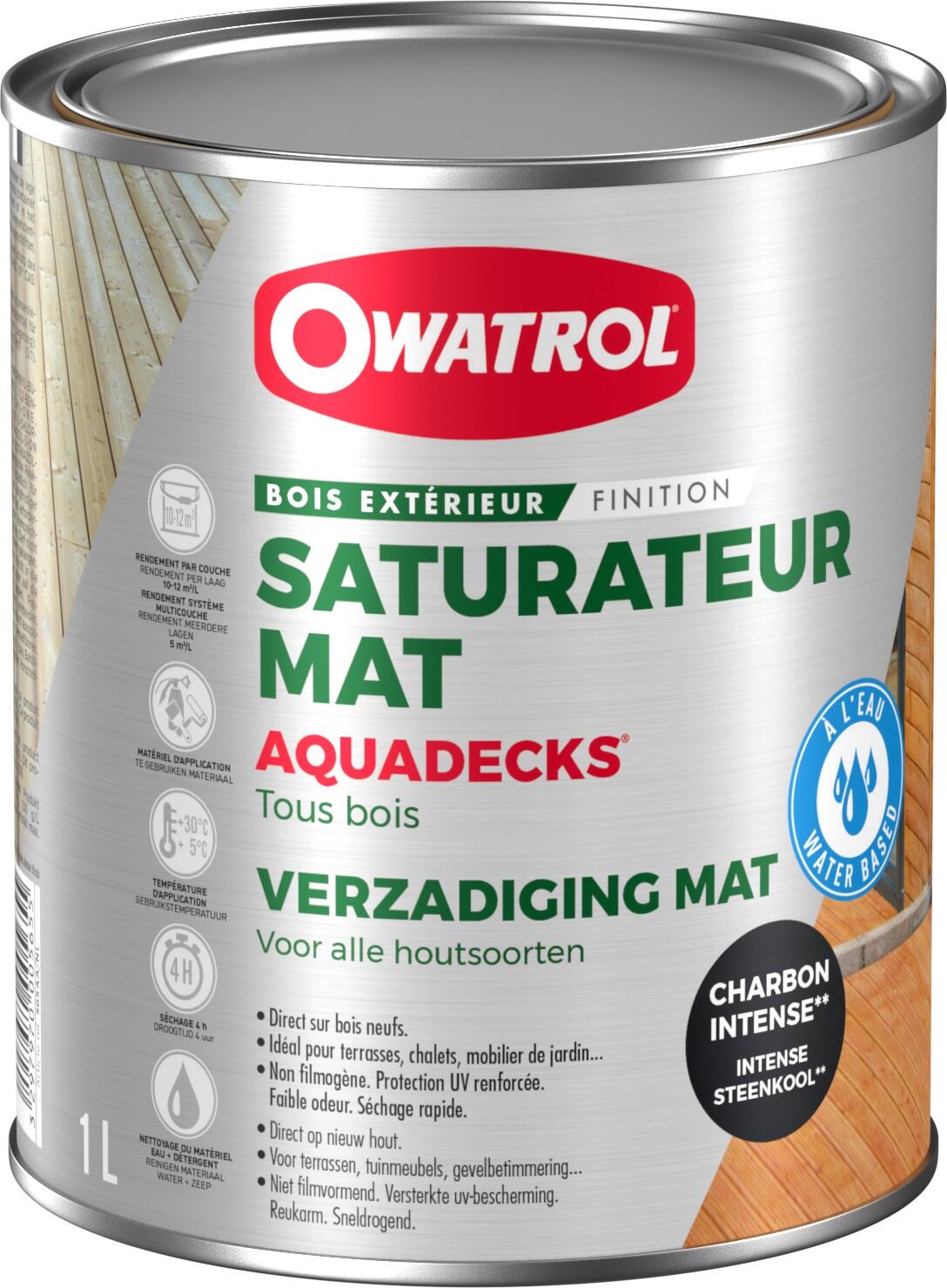 Saturateur pour bois extérieur OWATROL Aquadecks charbon mat 1 l ...