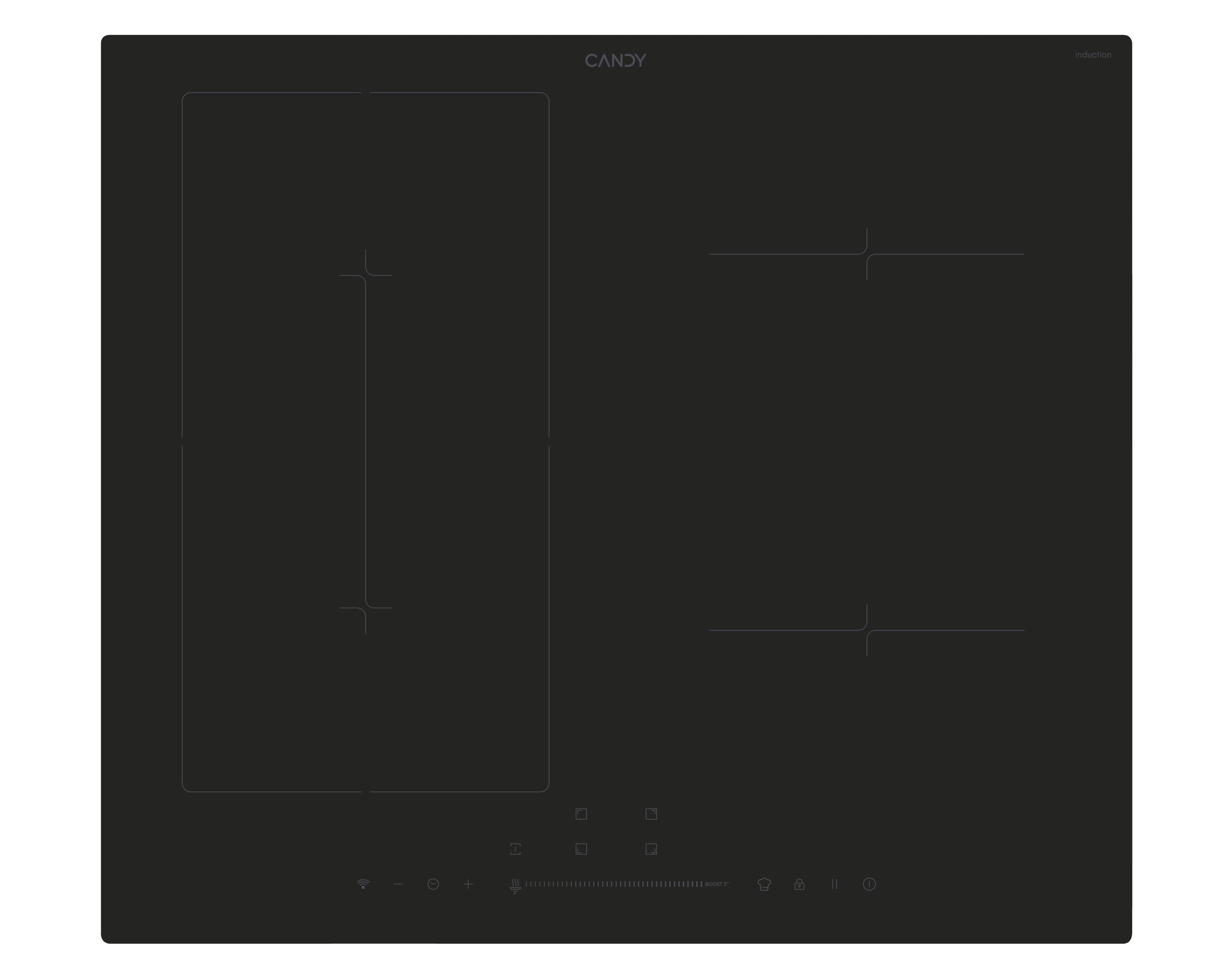 Table induction Flex 4 foyers CANDY CETPS64SCWFITT/1 Noir | Leroy Merlin