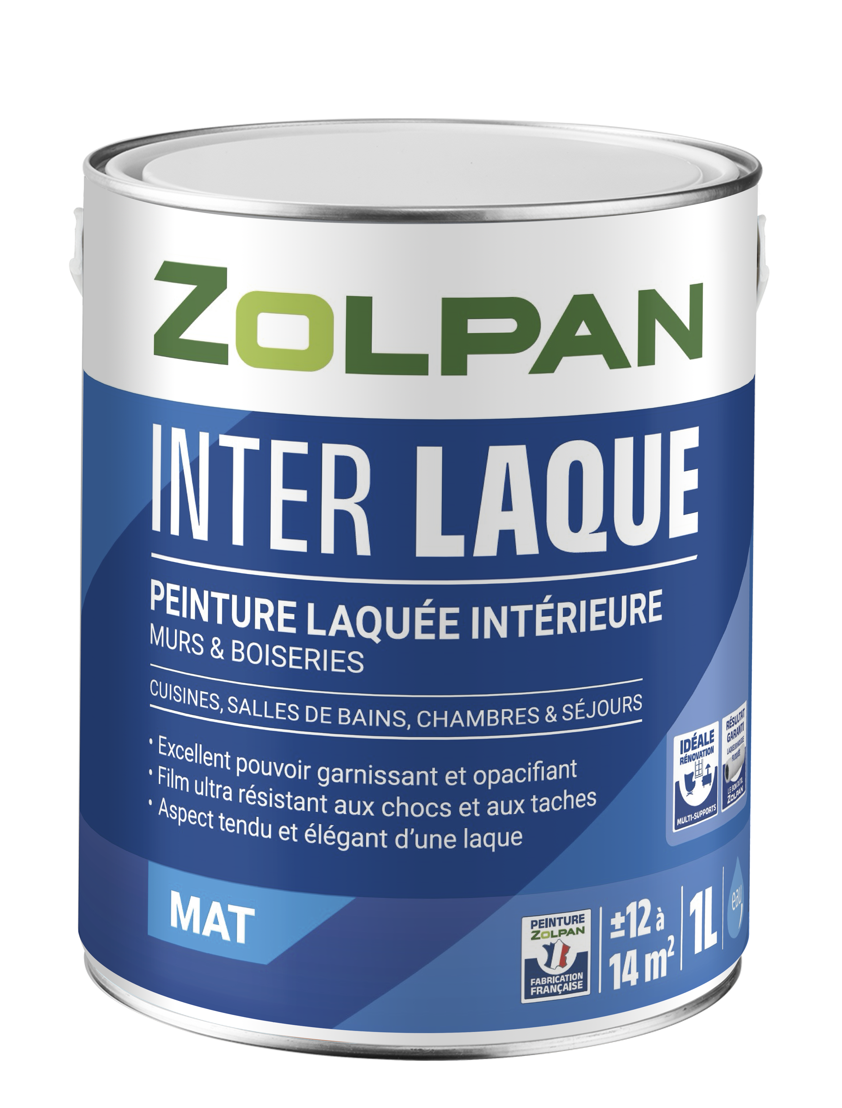 Peinture boiserie, mur blanc mat ZOLPAN Inter laque 1L | Leroy Merlin