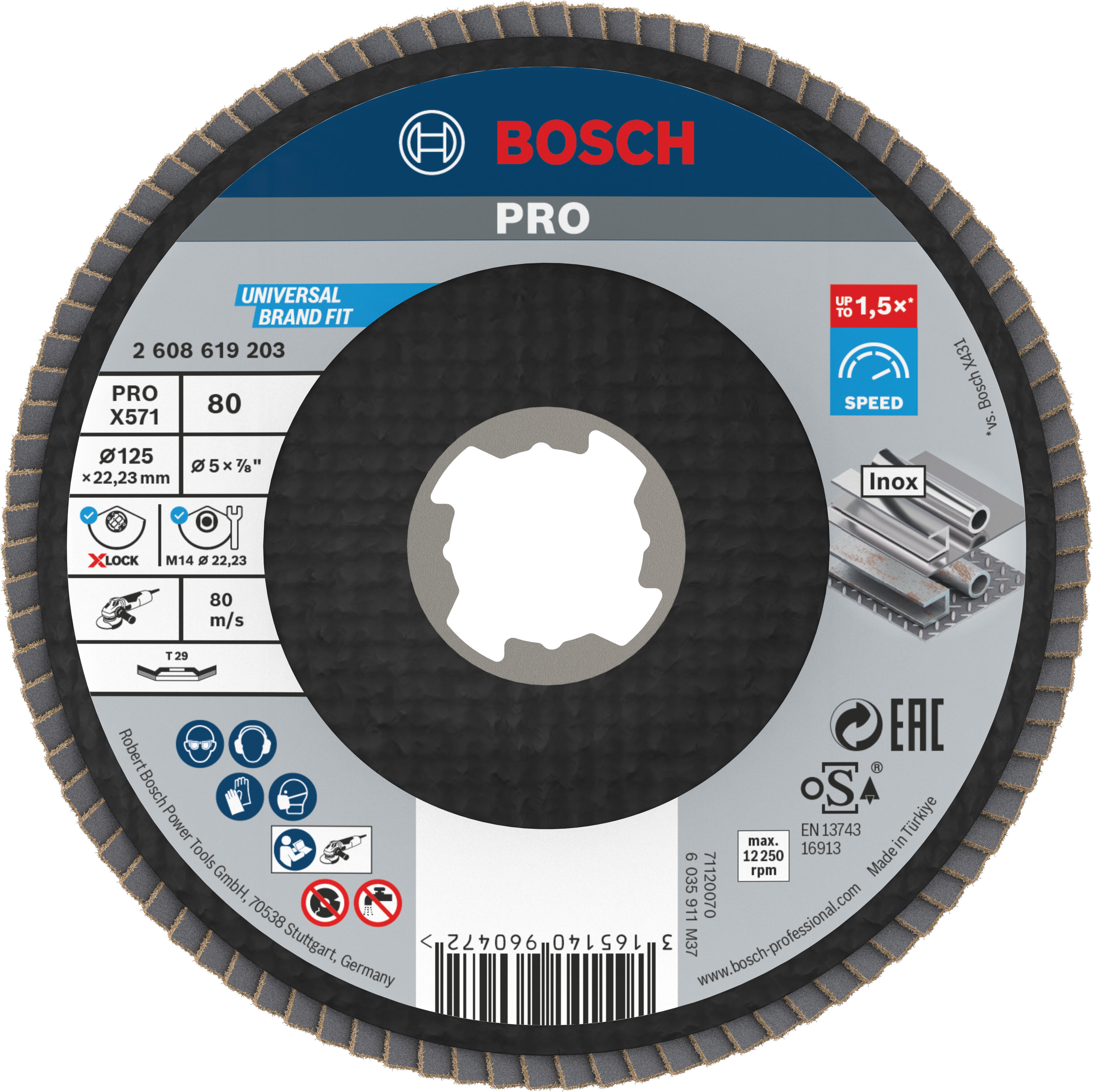 Disque à lamelles pour meuleuse Diam.125 mm grain 80 - BOSCH ...