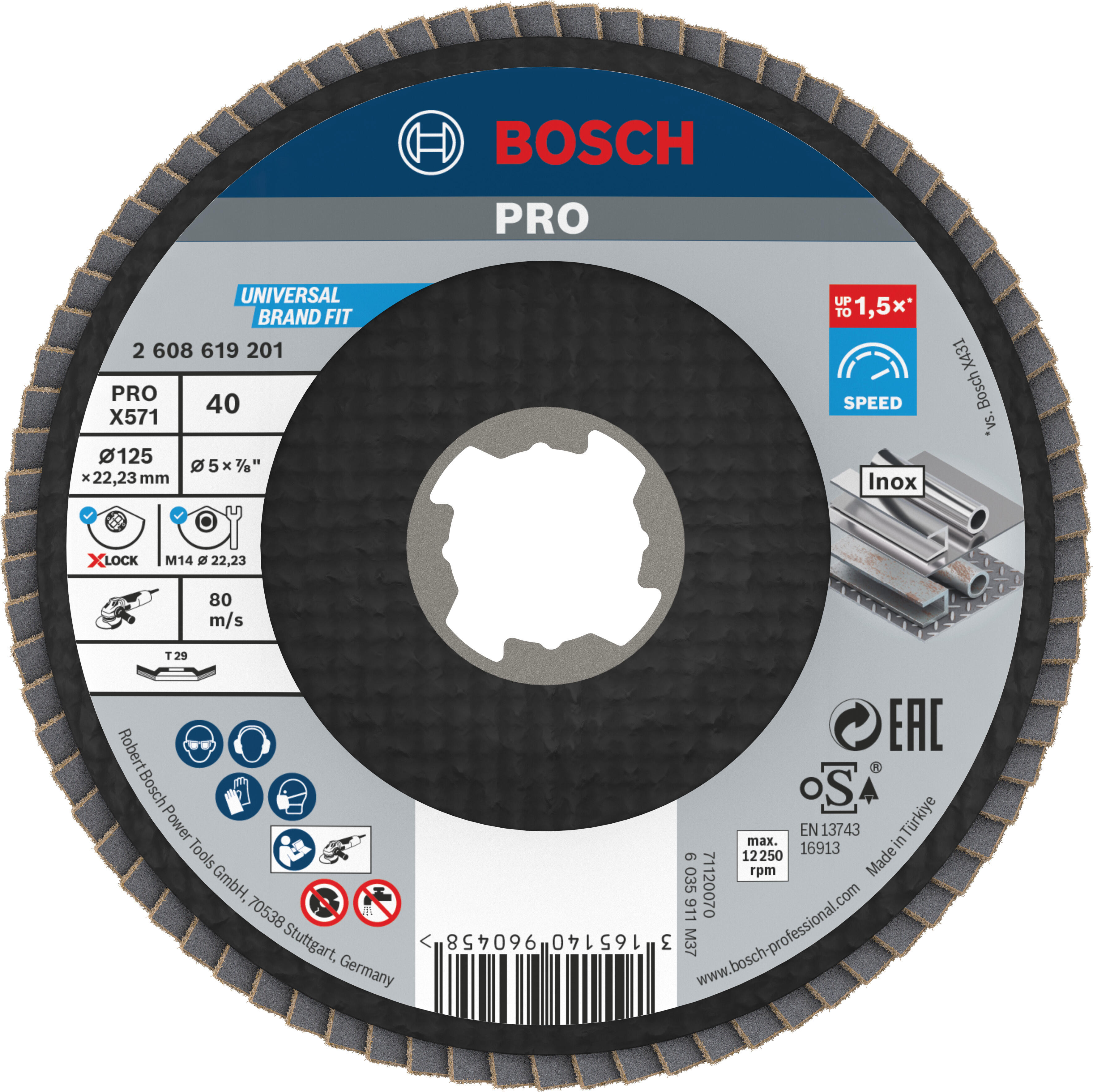 Disque à lamelles pour meuleuse X-Lock Diam.125 mm grain 40 - BOSCH PROFESSIONNEL | Bricoman